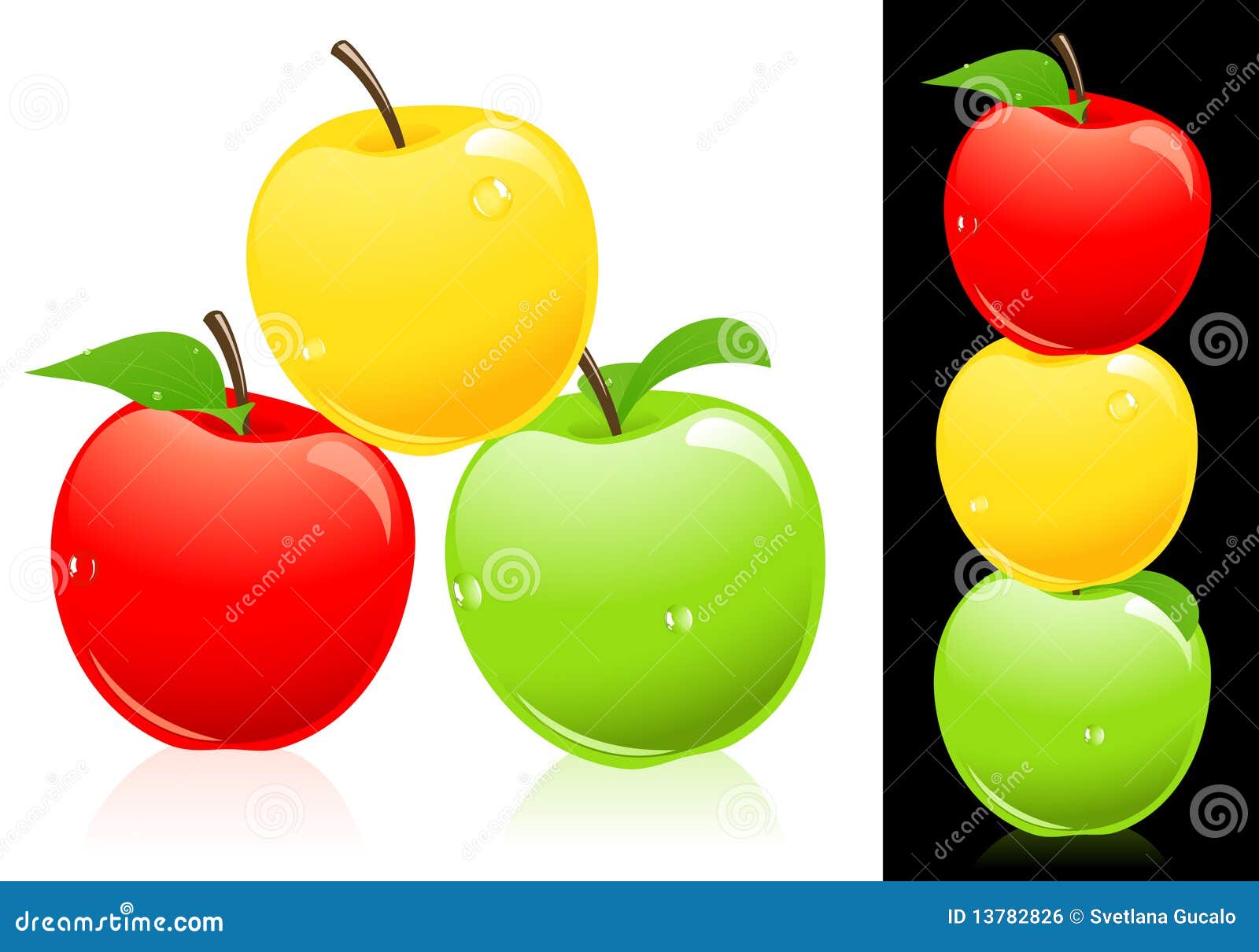 Apples Three Different Colors Stock Vector - Illustration of ripe ...