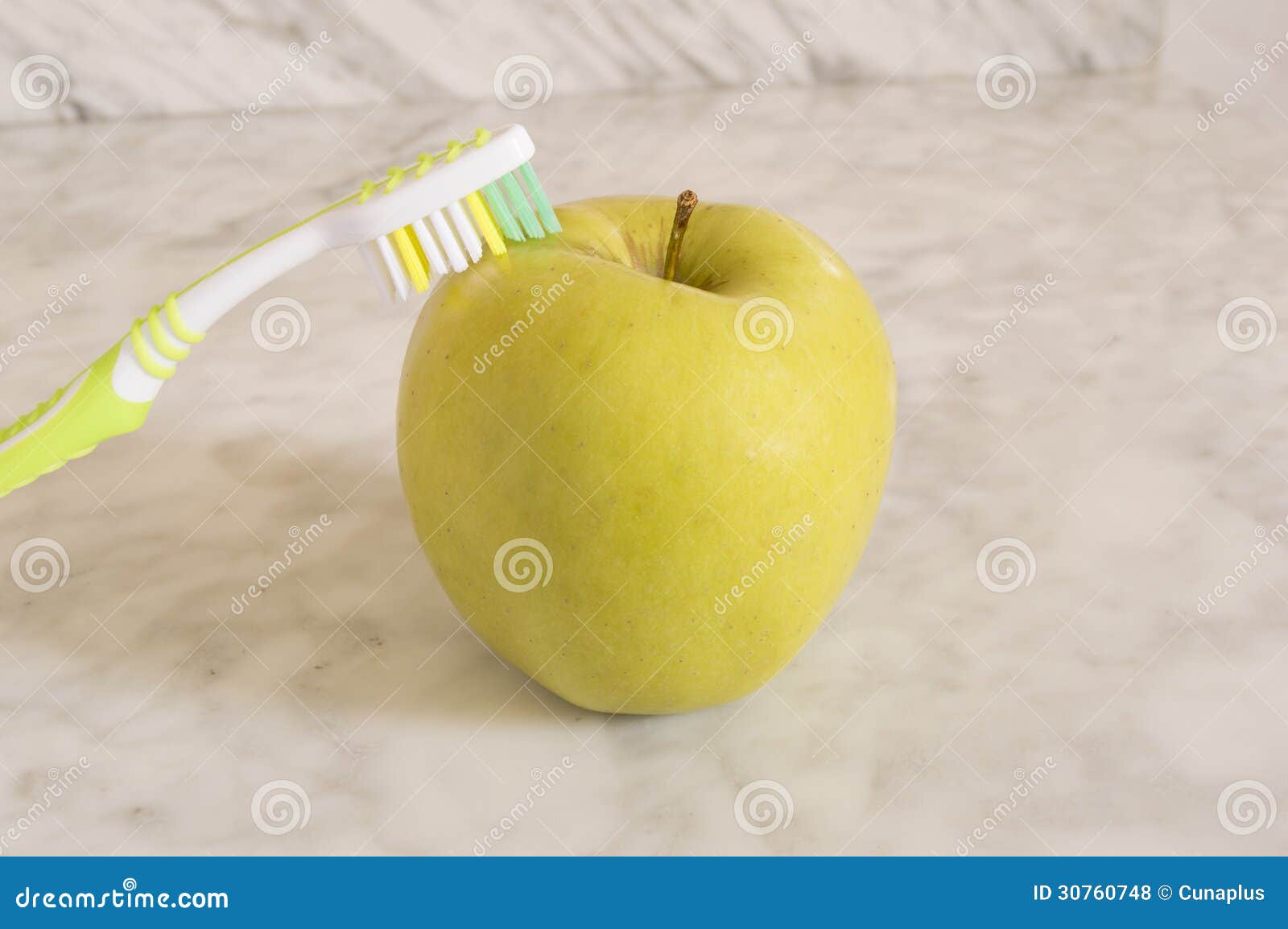 Apples with a toothbrush stock photo. Image of apples - 30760748