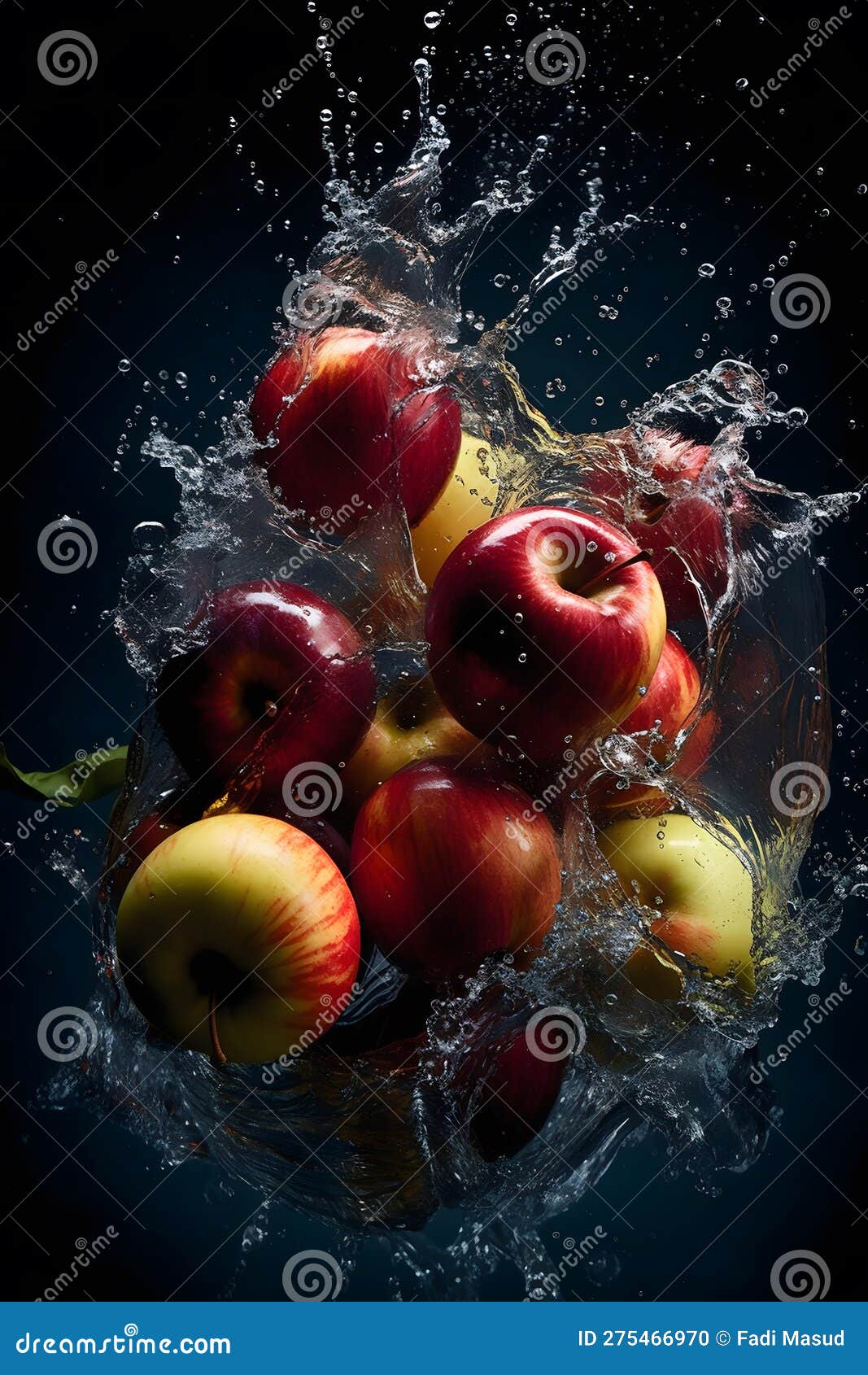 Apples in water splash stock illustration. Illustration of apples ...
