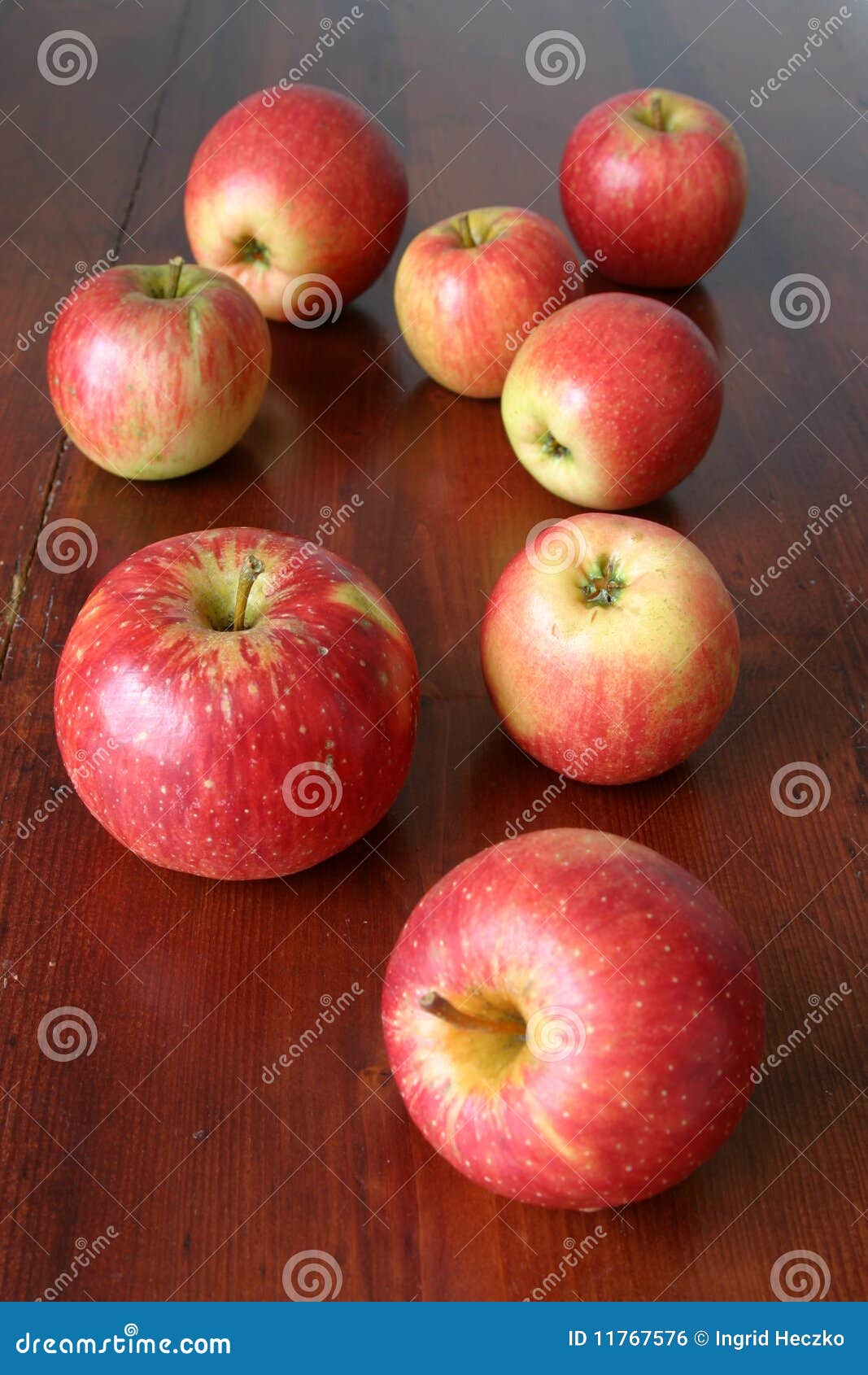 Apples on a wooden table stock photo. Image of diet, ripe - 11767576