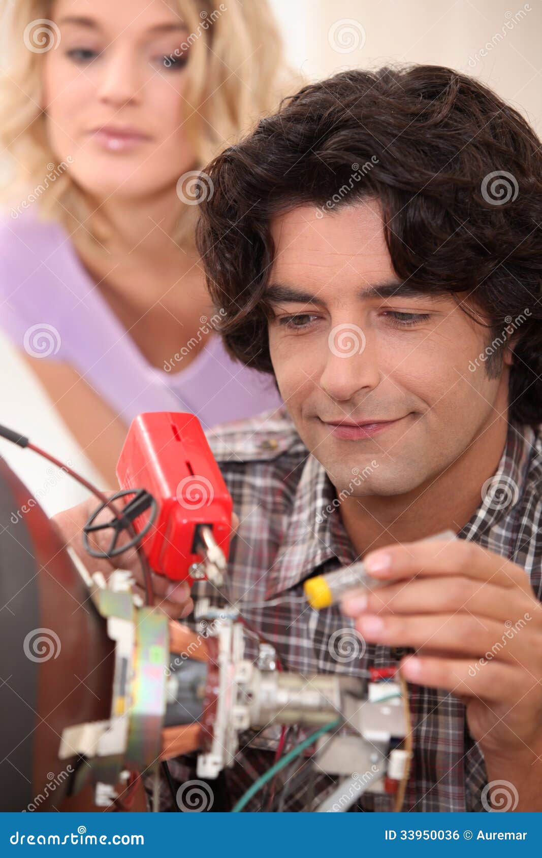 Appliance Repairman stock photo. Image of impatient, tools - 33950036