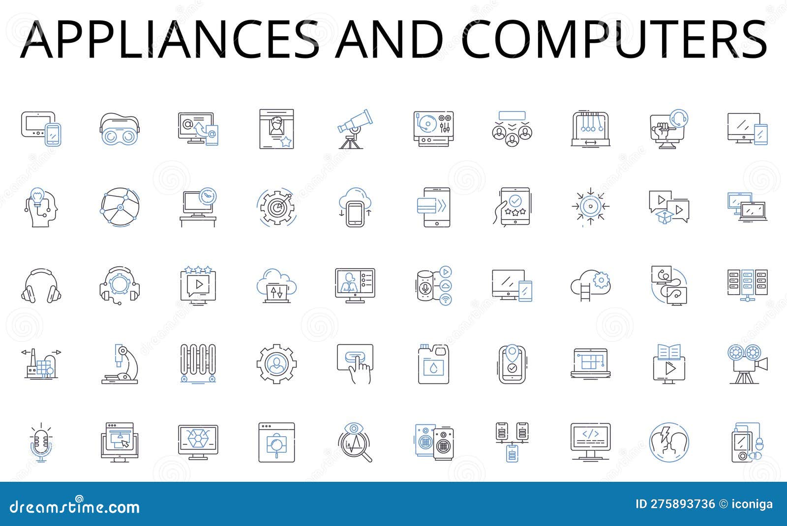 Appliances and Computers Line Icons Collection. Growth, Enlargement ...