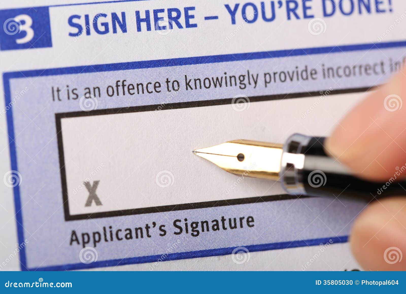 Applicant s signature stock photo. Image of fincancing - 35805030