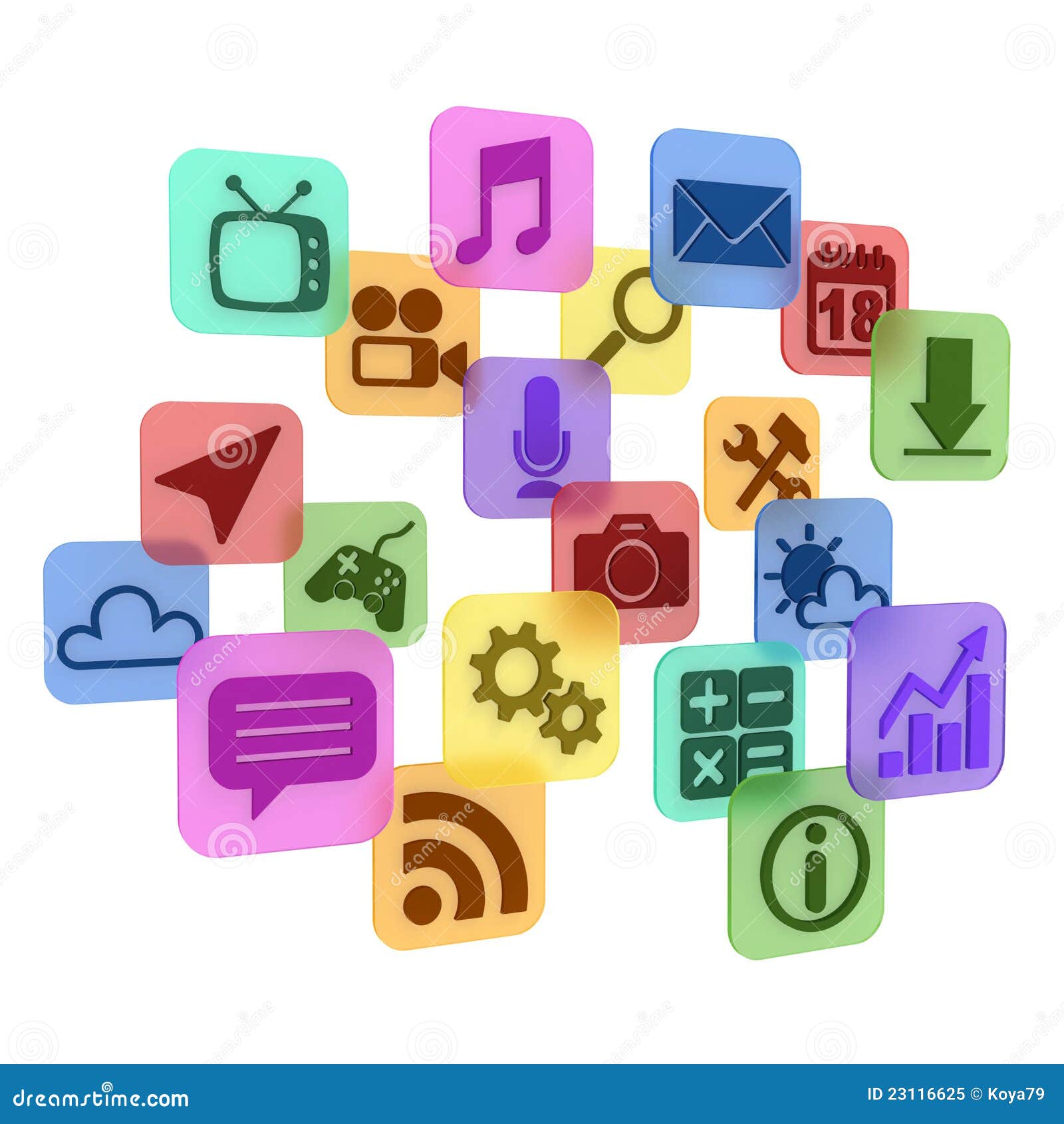 Application - 3d app icons stock illustration. Illustration of ...