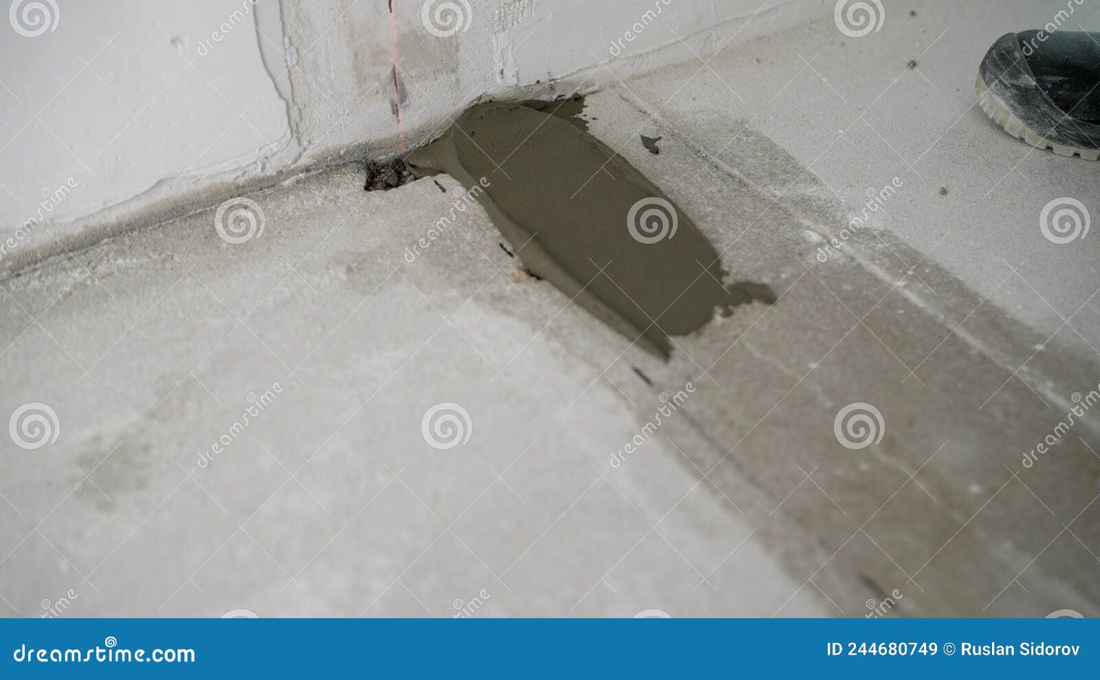 Building a Wall of Aerated Concrete Blocks. Application of Adhesive ...