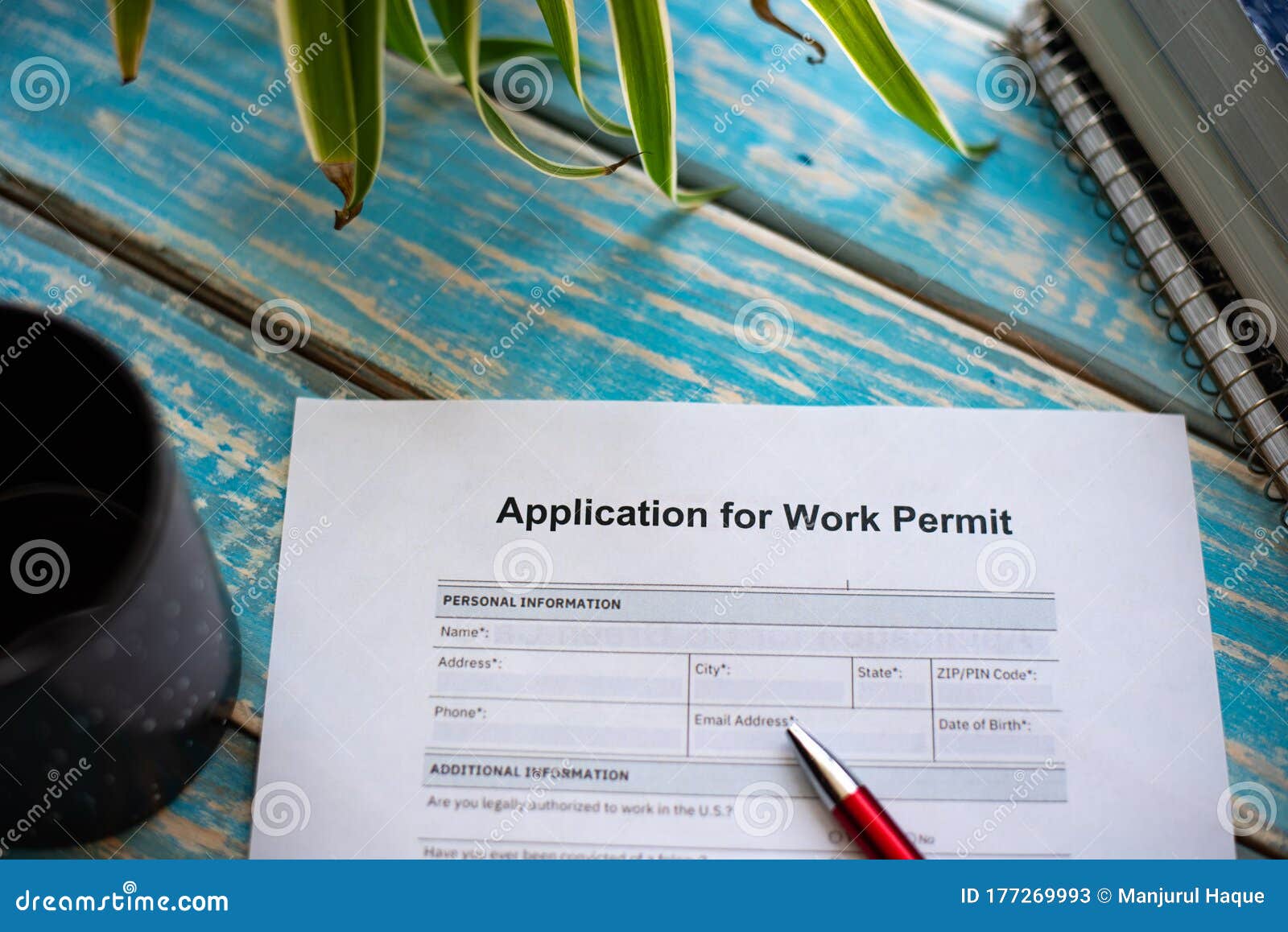 Application for Authorization for Work in Foreign Countries Stock Image ...