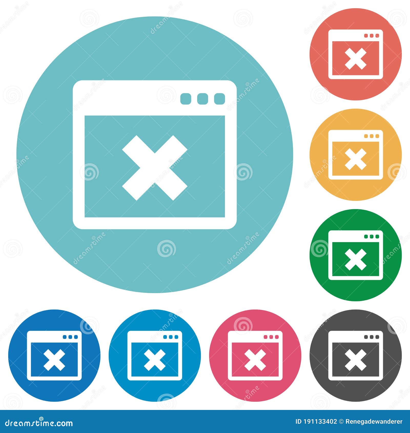 Application Cancel Flat Round Icons Stock Vector - Illustration of ...