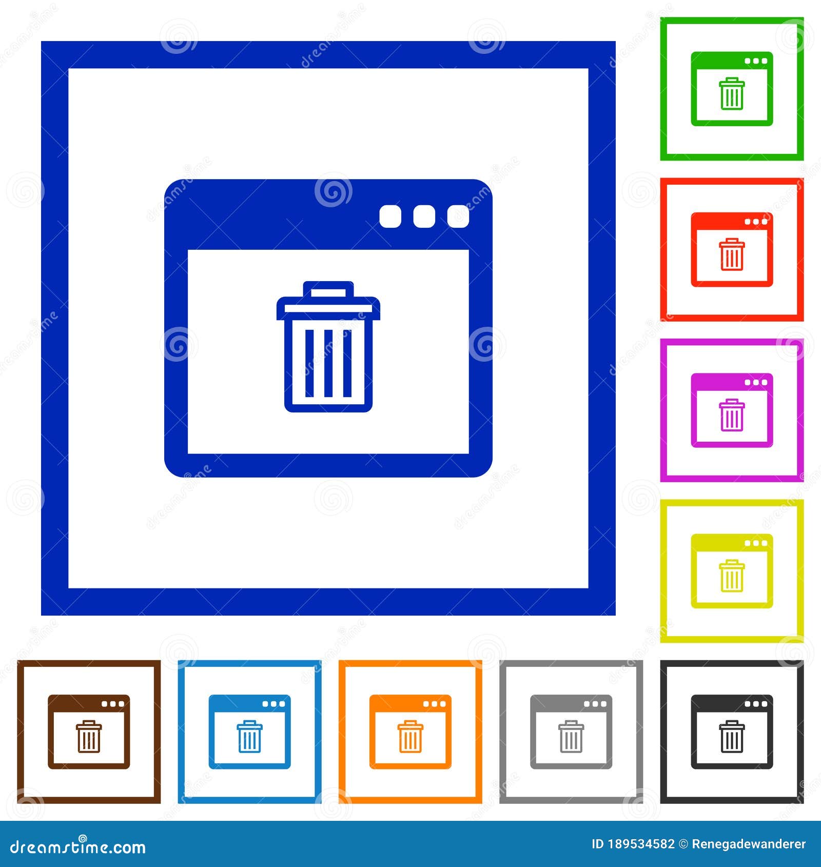 Application Delete Flat Framed Icons Stock Vector - Illustration of ...