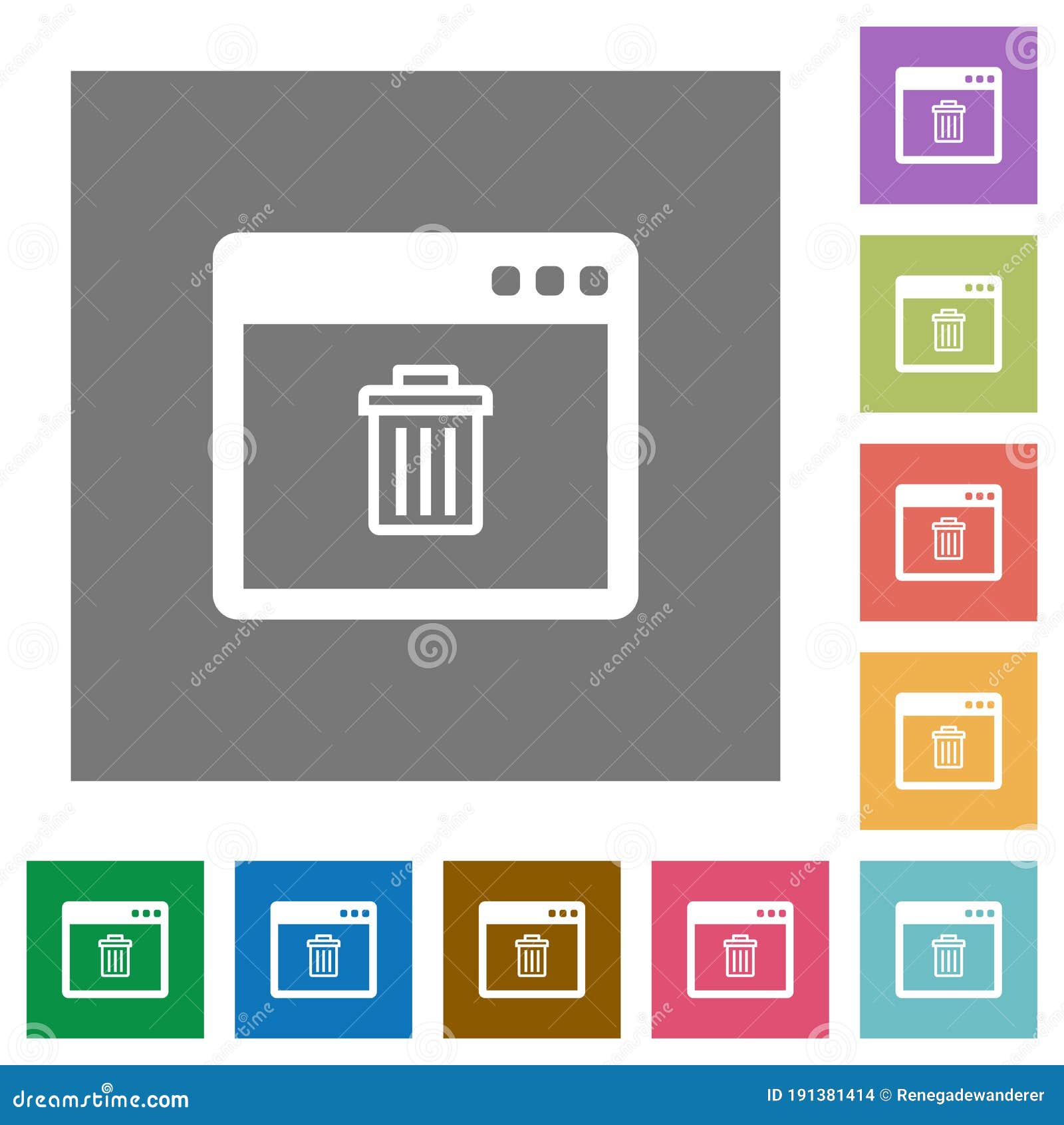 Application Delete Square Flat Icons Stock Vector - Illustration of ...