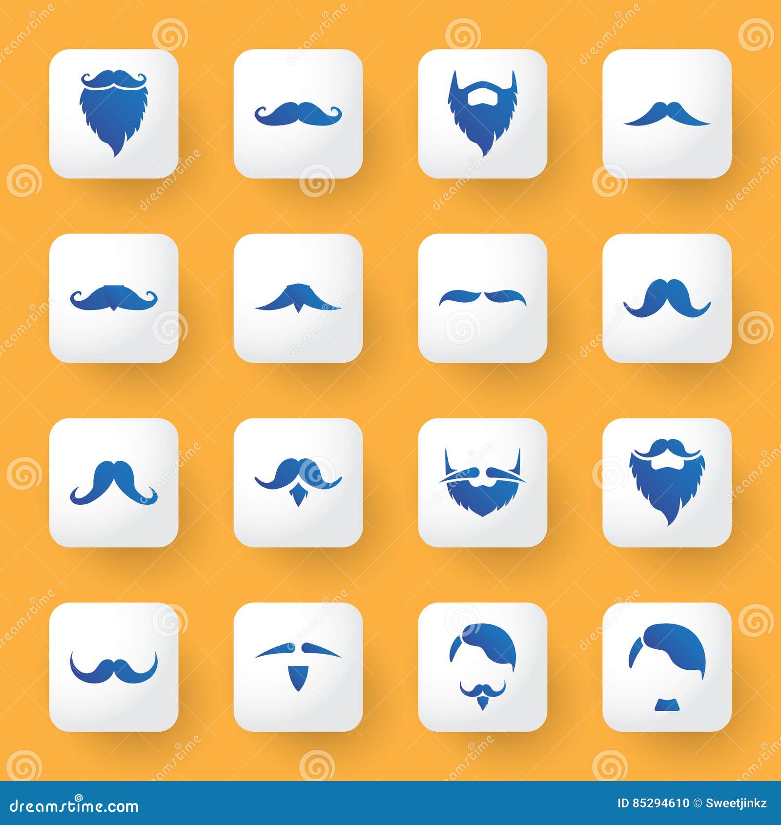 Application Design Icons Set. Beard Sign and Symbol Artwork Stock ...