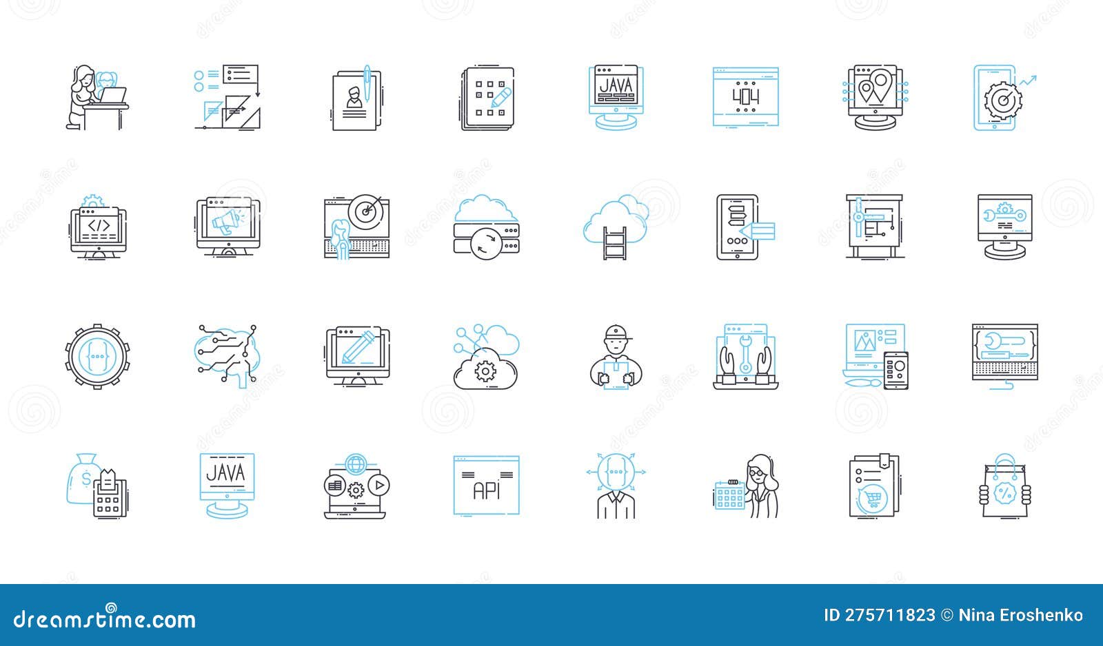 Application Design Linear Icons Set. Interface, Layout, User-friendly, Navigation, Interaction ...
