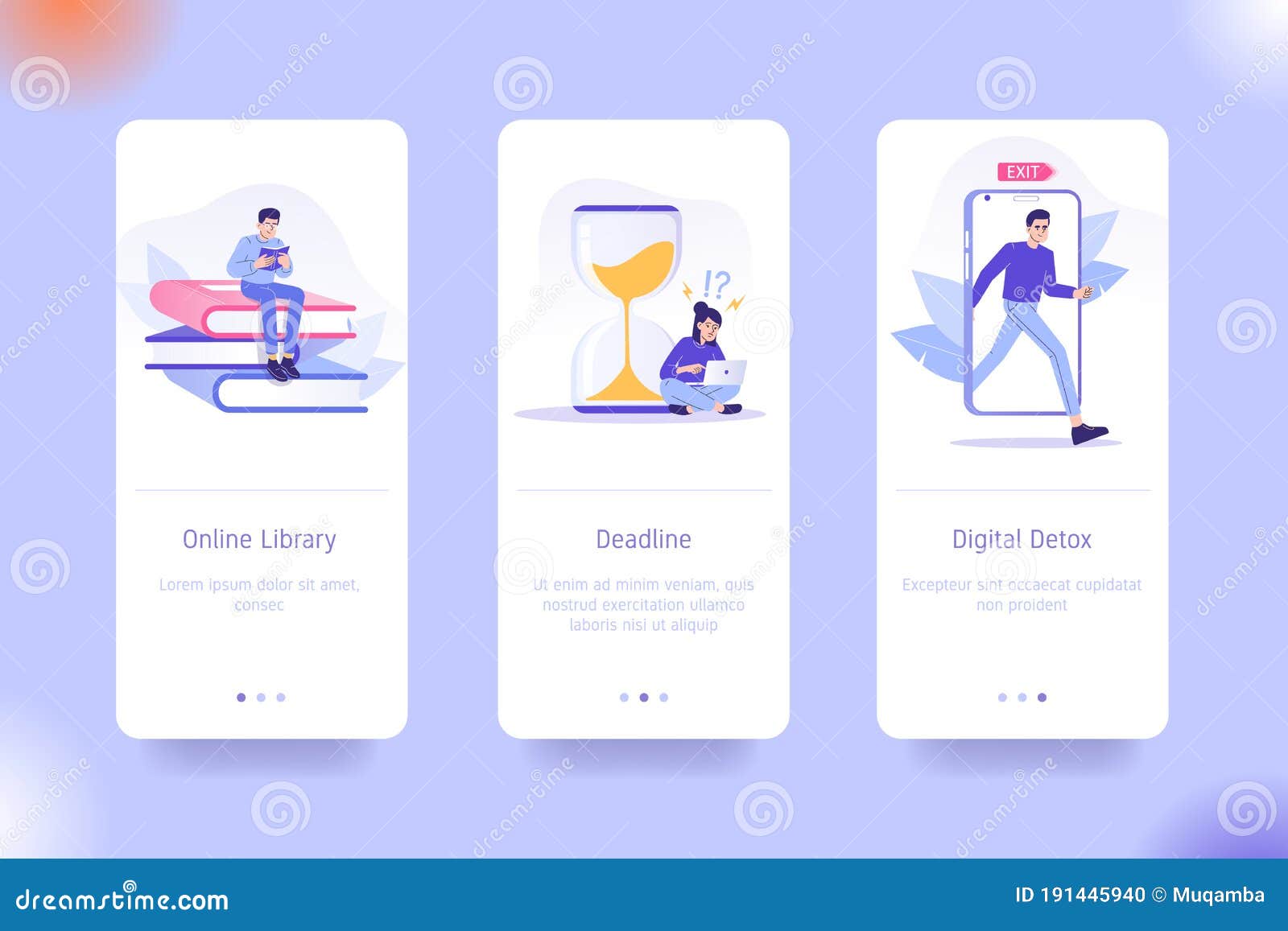 Application Design Set for Online Library, Deadline and Digital Detox ...