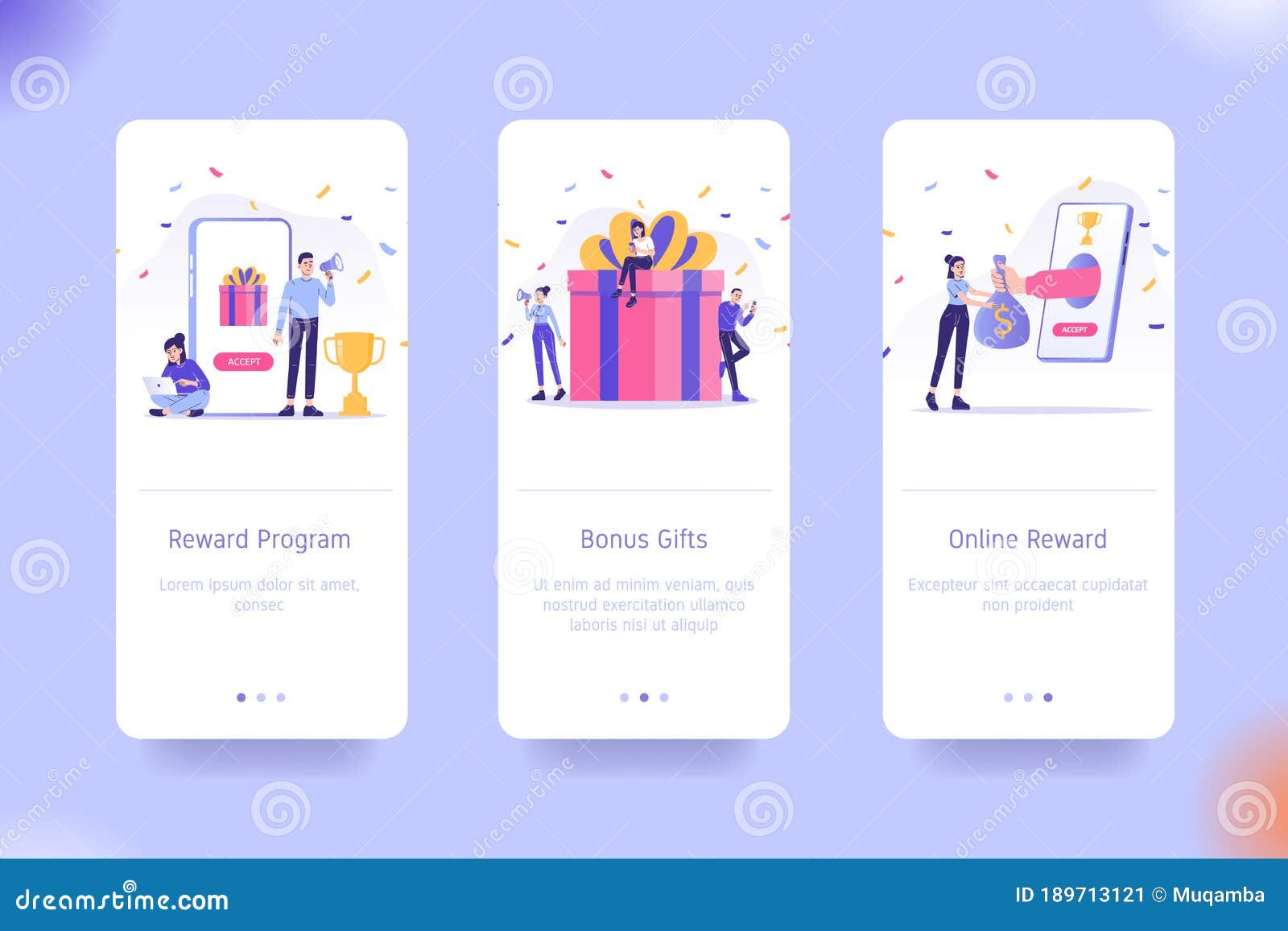 Application Design Set for Reward Program, Bonus Gifts and Online ...