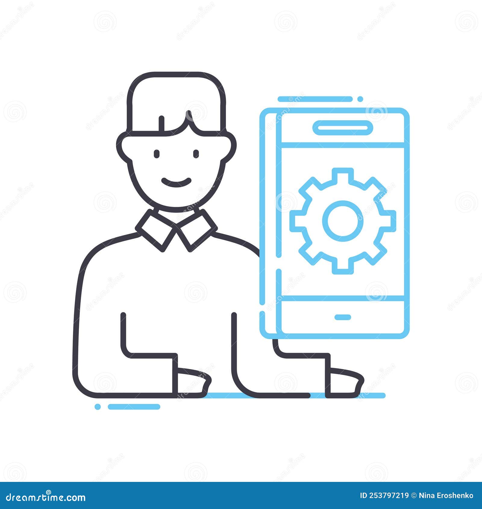 Application Developer Line Icon Outline Symbol Vector Illustration