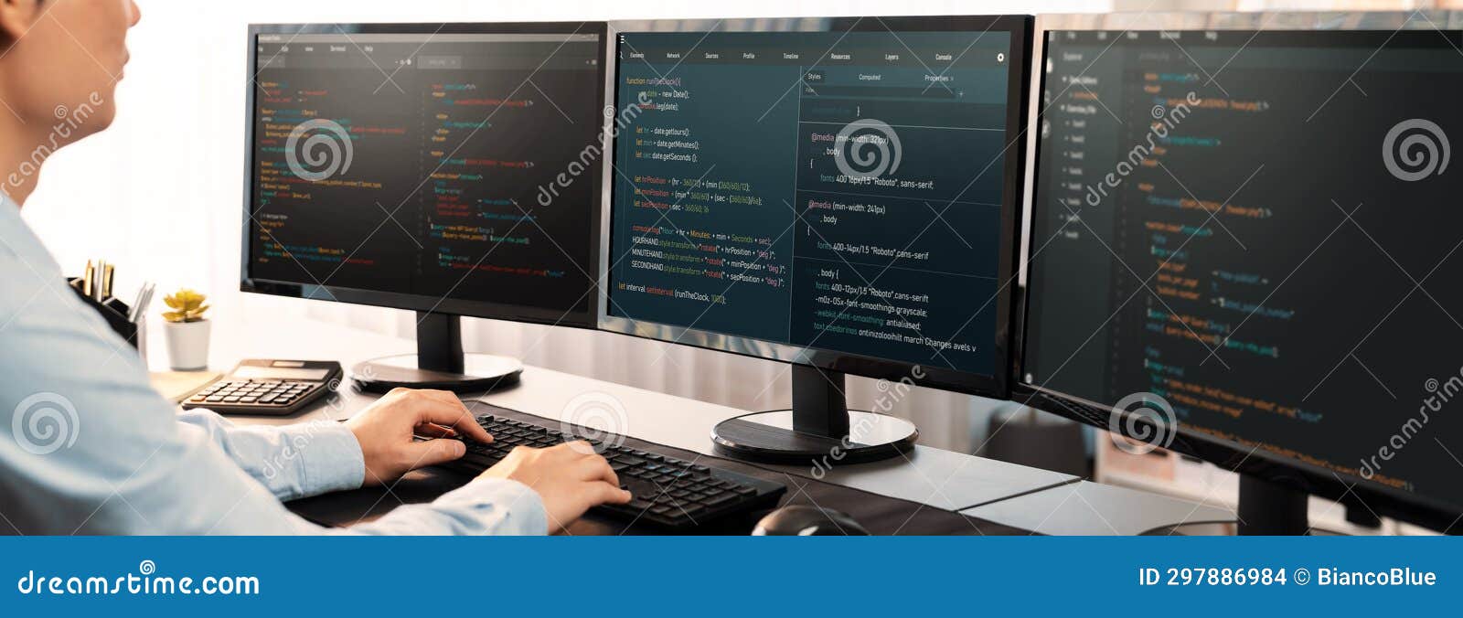 Application Developer Solving and Writing Code. Trailblazing Stock Photo - Image of programer ...