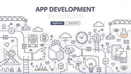 Application Development Doodle Concept Stock Vector - Illustration of ...