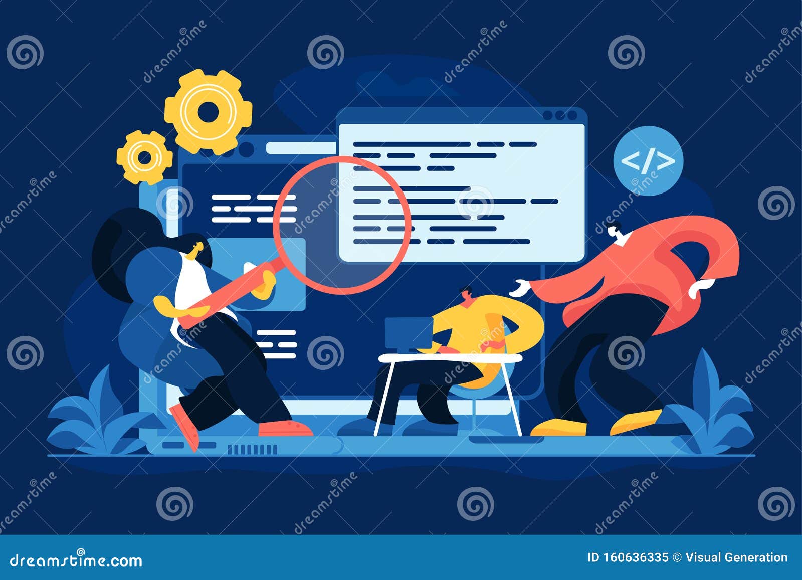 Professional Programmers Funny Characters Set Cartoon Vector | CartoonDealer.com #76563763