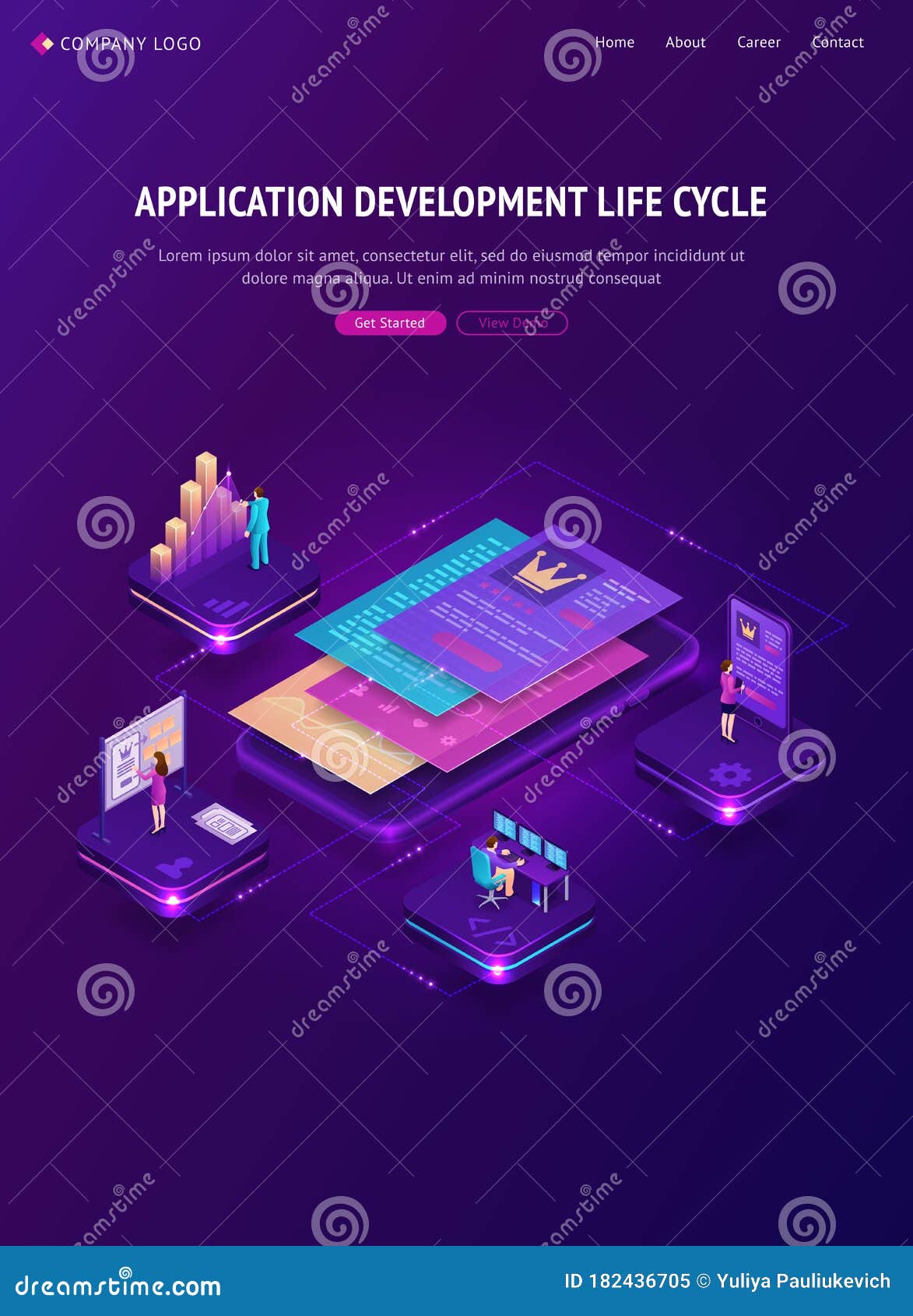Application Development Life Cycle Banner Stock Vector - Illustration ...