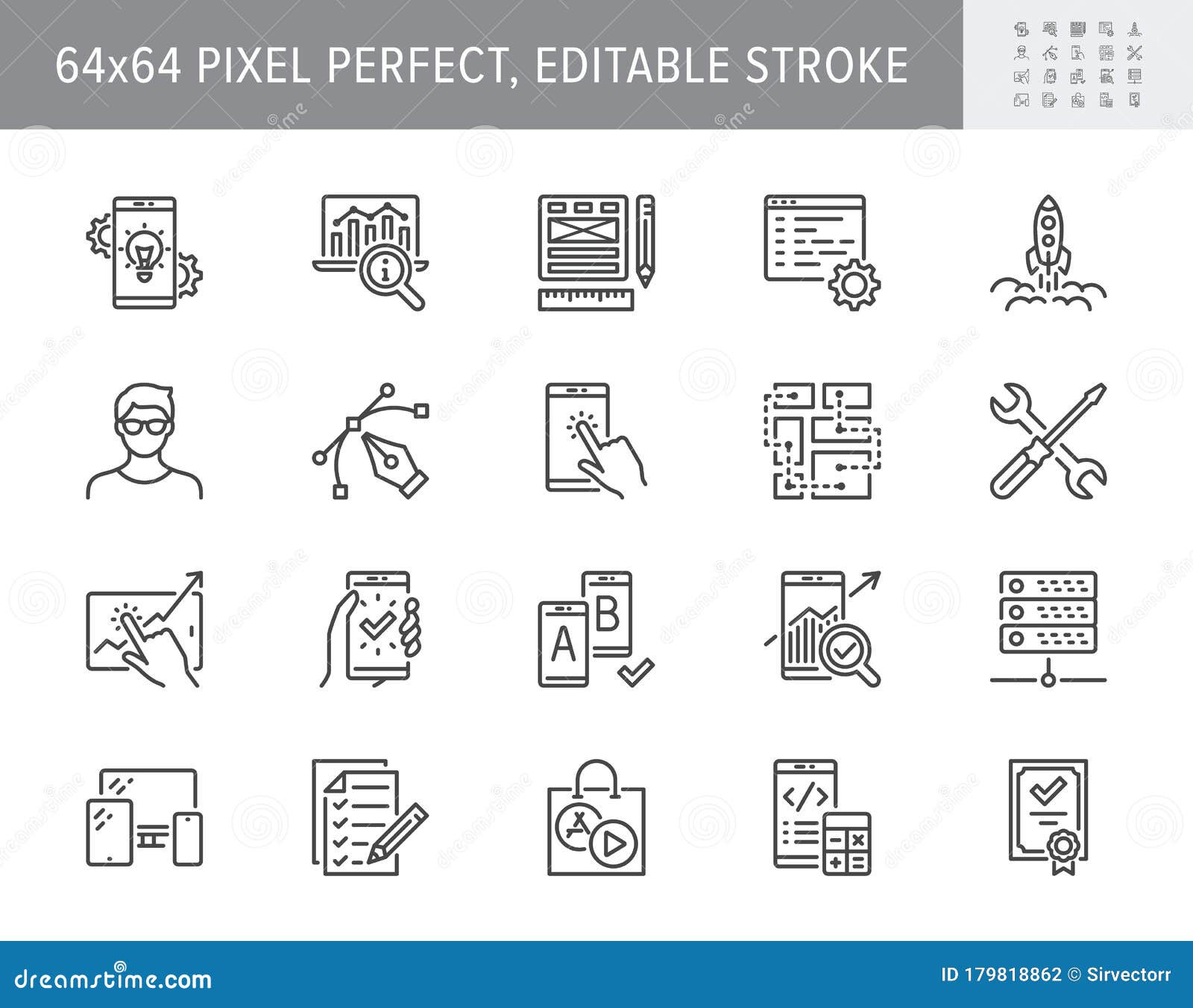Application Development Line Icons. Vector Illustration Included Icon ...