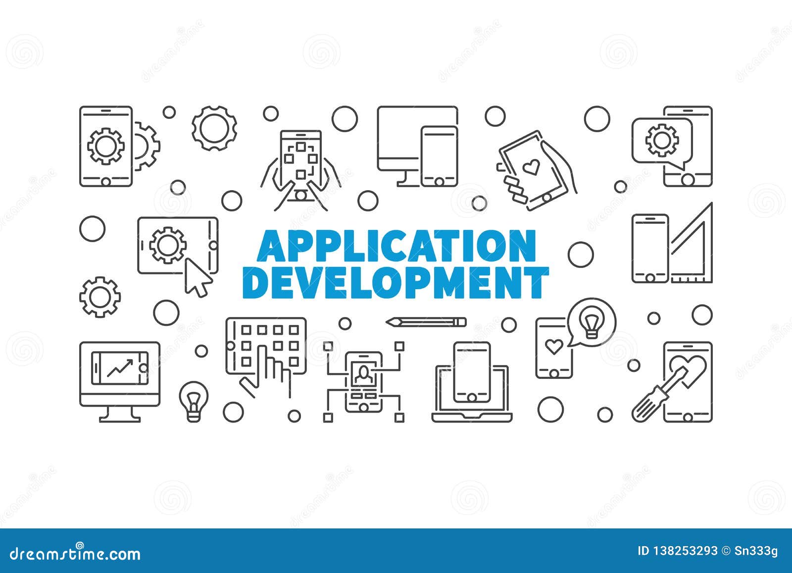 Application Development Vector Outline Concept Banner Stock Vector ...