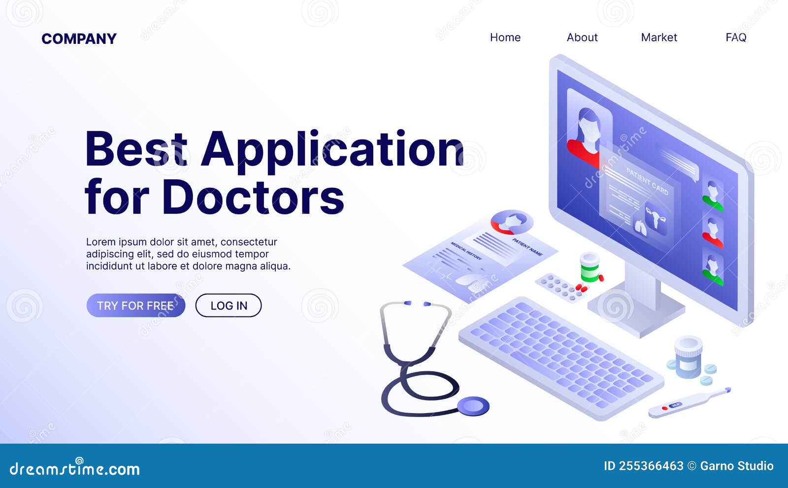Application for Doctors. Clinics Website Landing Page Template Stock ...