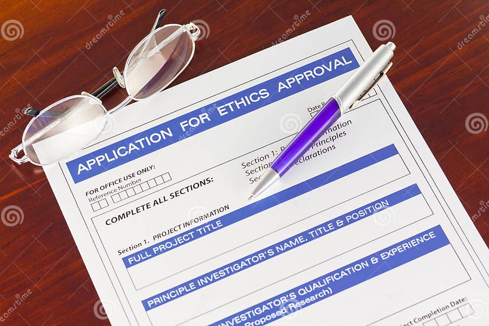 Application for Ethics Approval Form on Desk Stock Image - Image of ...
