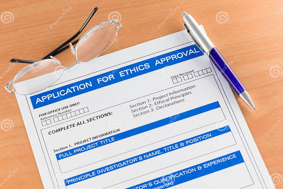 Application for Ethics Approval Form on Table Stock Photo - Image of ...