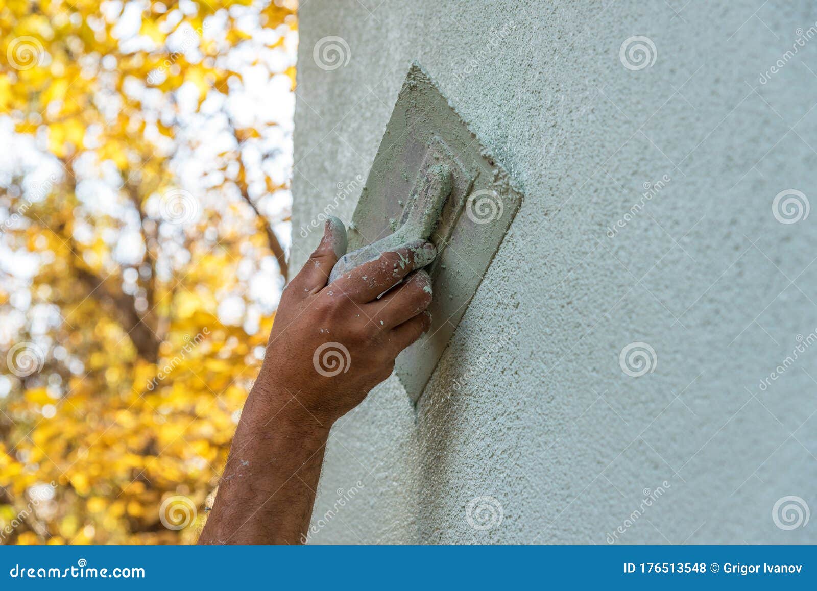 Application of Facade Plaster Stock Photo - Image of house, plaster ...