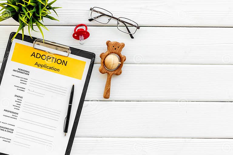 Application Form for Adopt Child on White Background Top View Mock Up ...