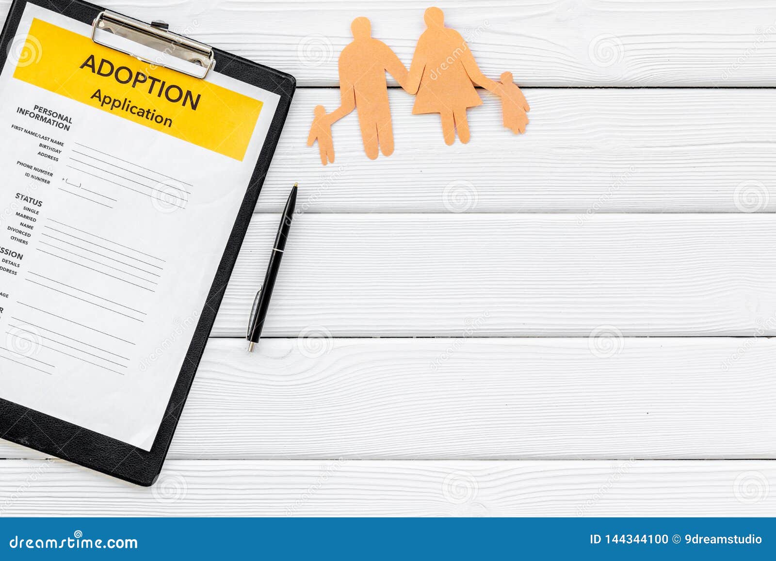 Application Form for Adopt Child on White Background Top View Mock Up ...