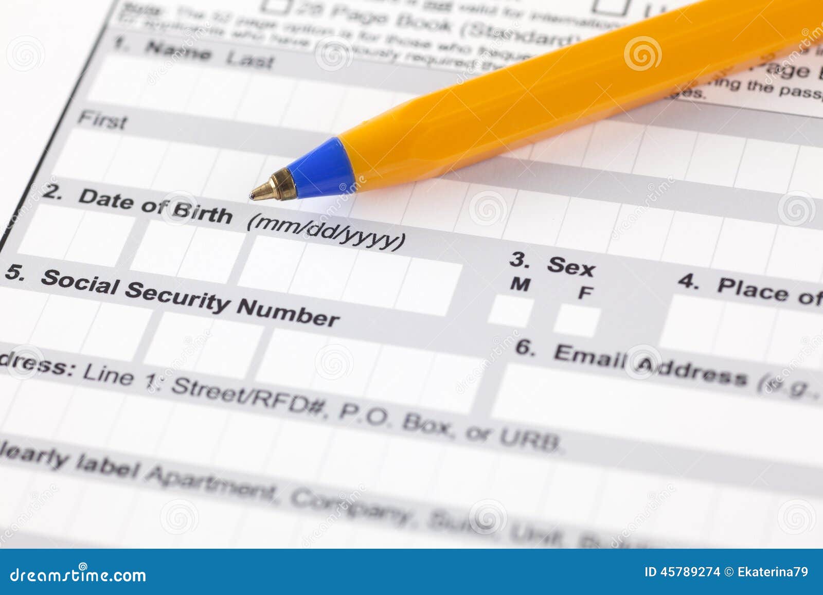Application Form with Ballpoint Pen. Stock Photo - Image of people ...