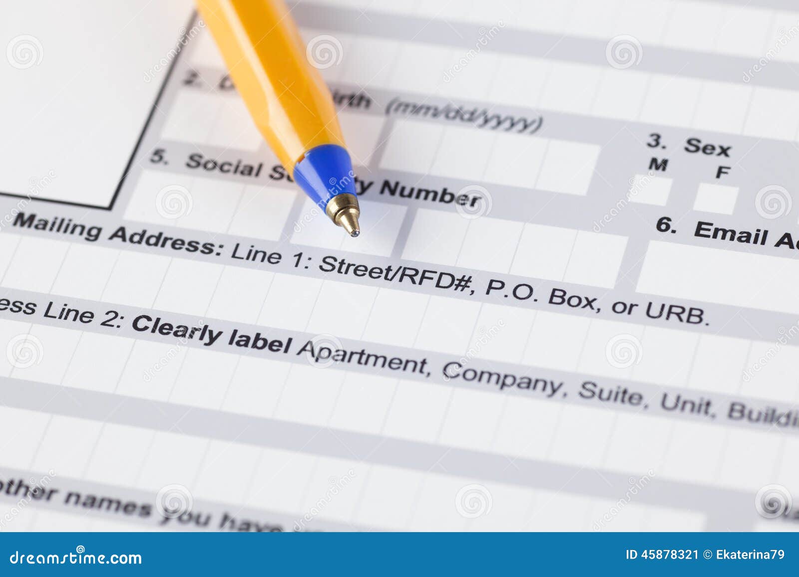 Application Form with Ballpoint Pen Stock Image - Image of passport ...