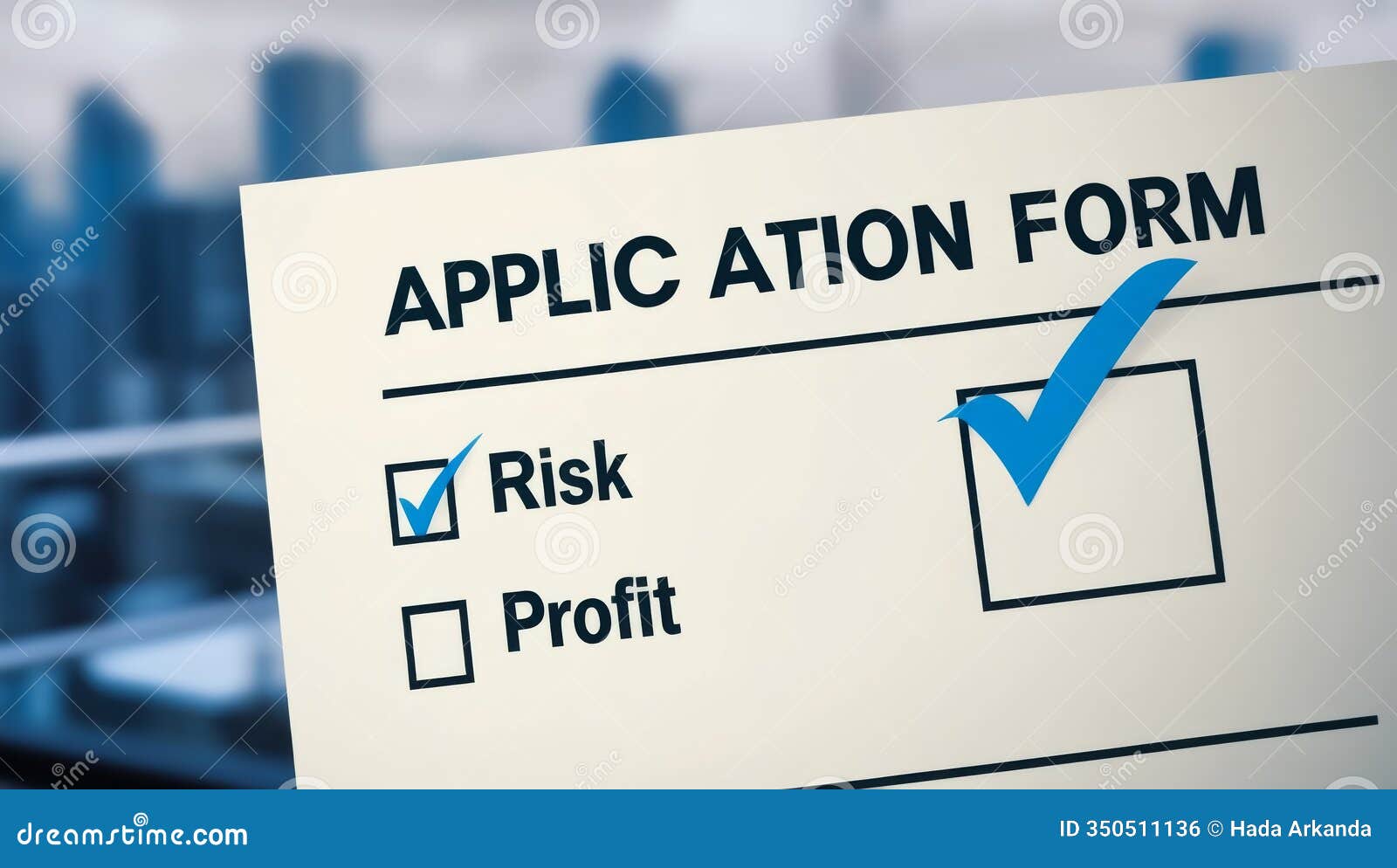 Application Form with Check Mark Box Options between Risk or Profit ...