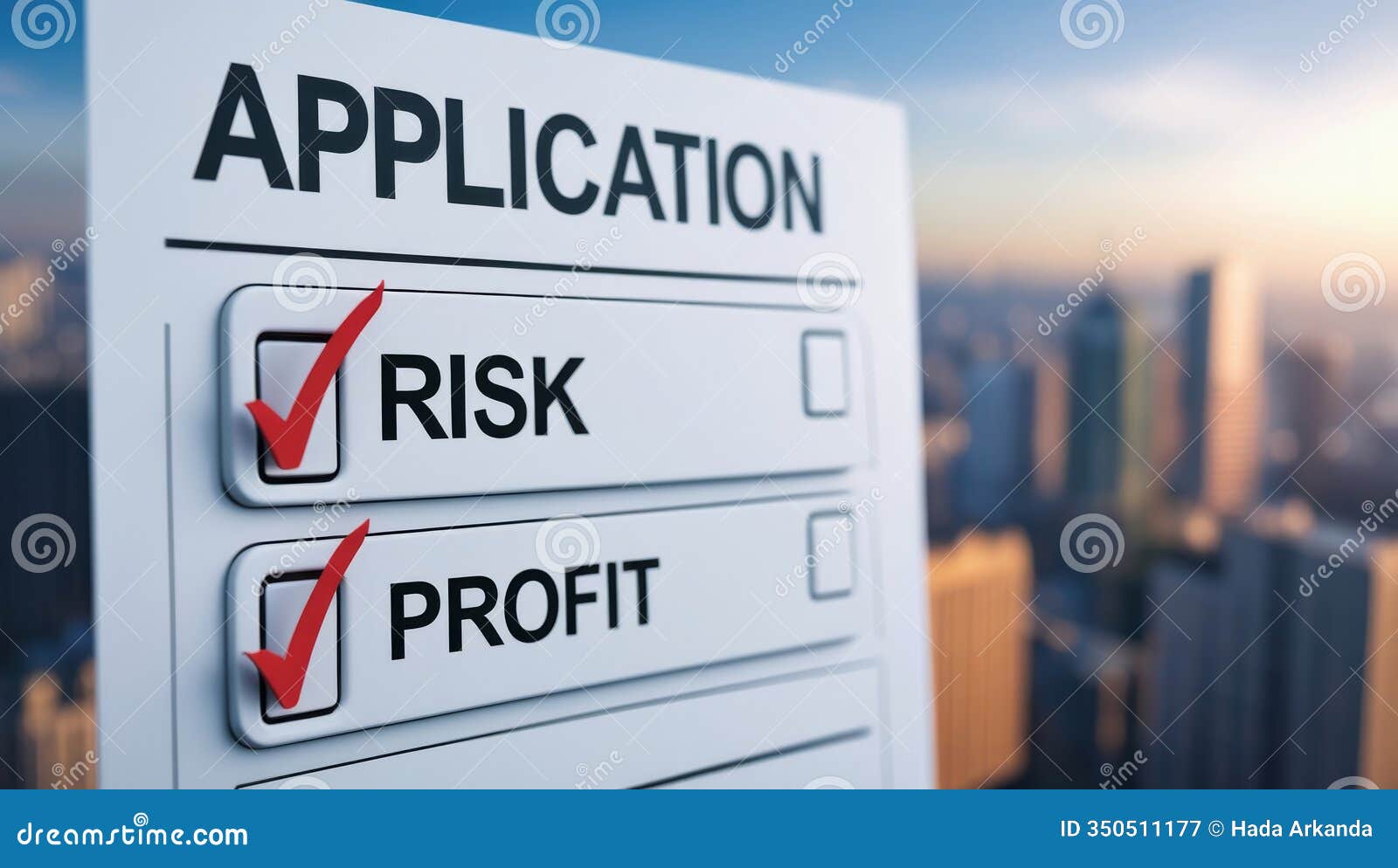 Application Form with Check Mark Box Options between Risk or Profit ...
