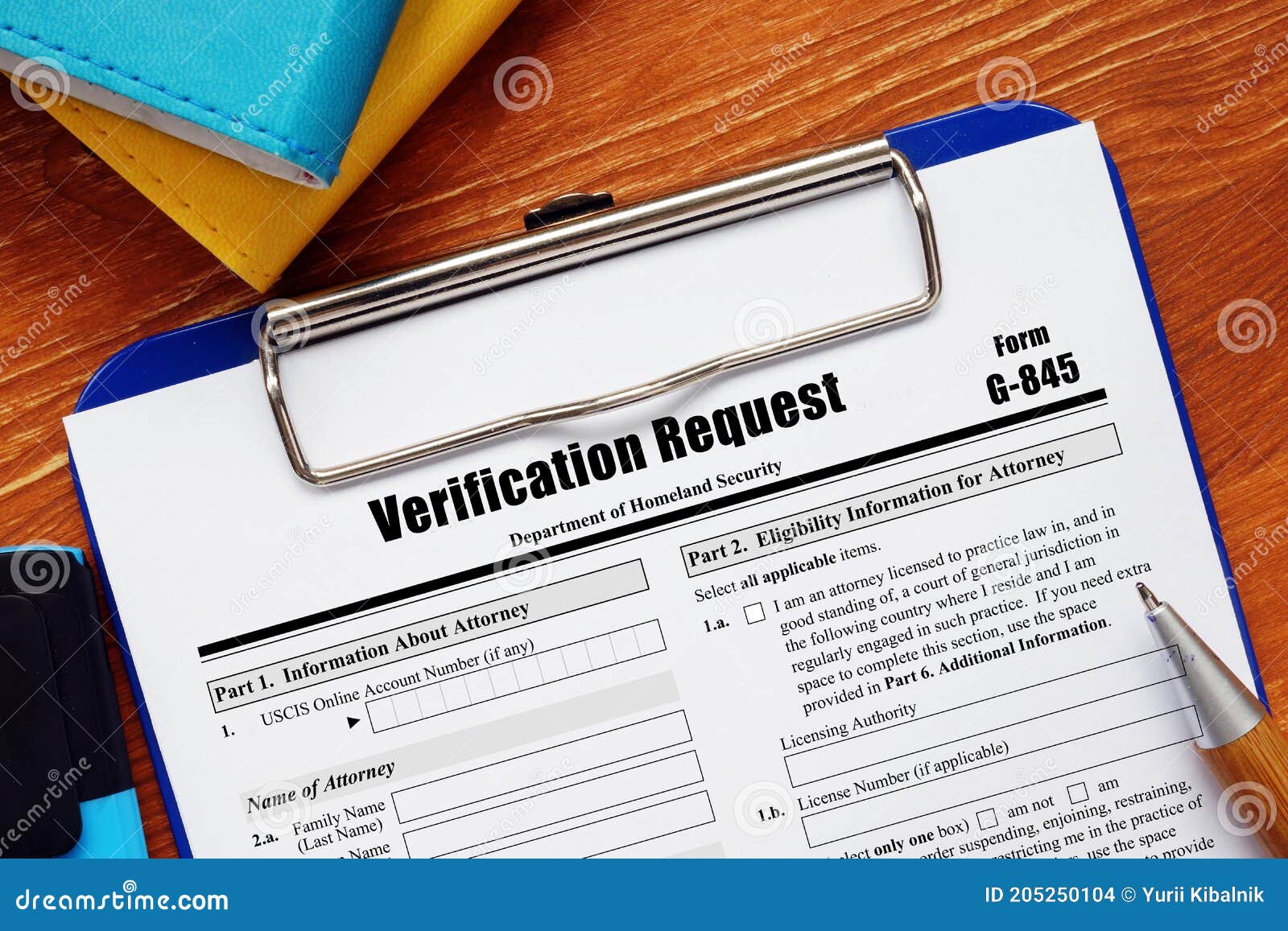 Application Form G-845 Verification Request Stock Photo - Image of ...