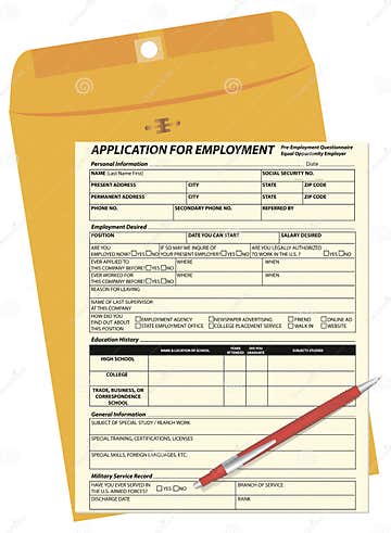 Application Form and Mail Envelope Stock Vector - Illustration of ...