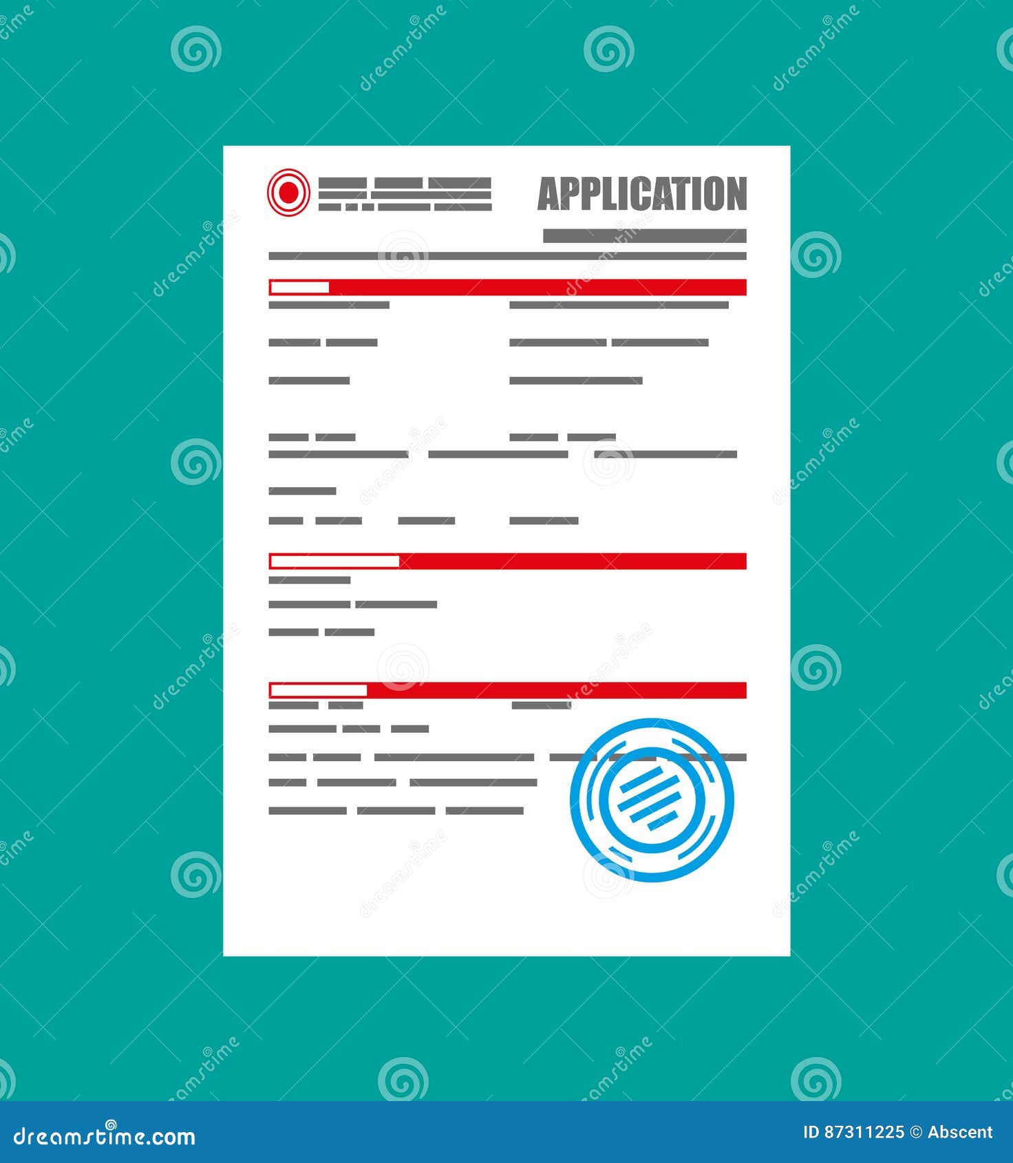 Application Form Paper Blank with Seal Stock Vector - Illustration of ...