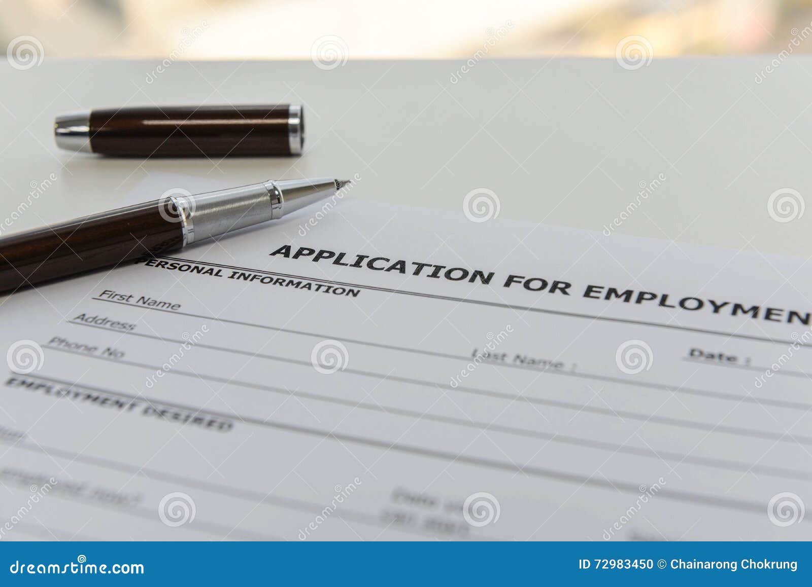 Application form and pen stock photo. Image of document - 72983450