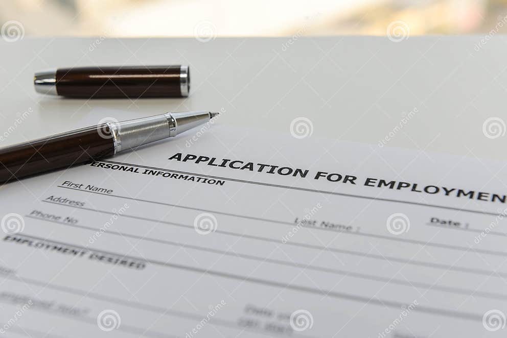 Application form and pen stock photo. Image of document - 72983450