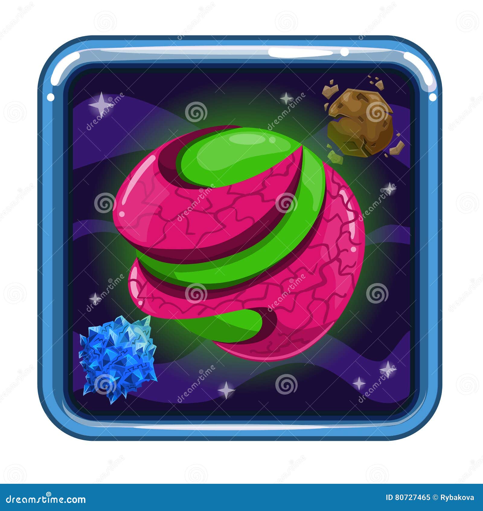 The Application Icon with Planet Stock Vector - Illustration of glossy ...