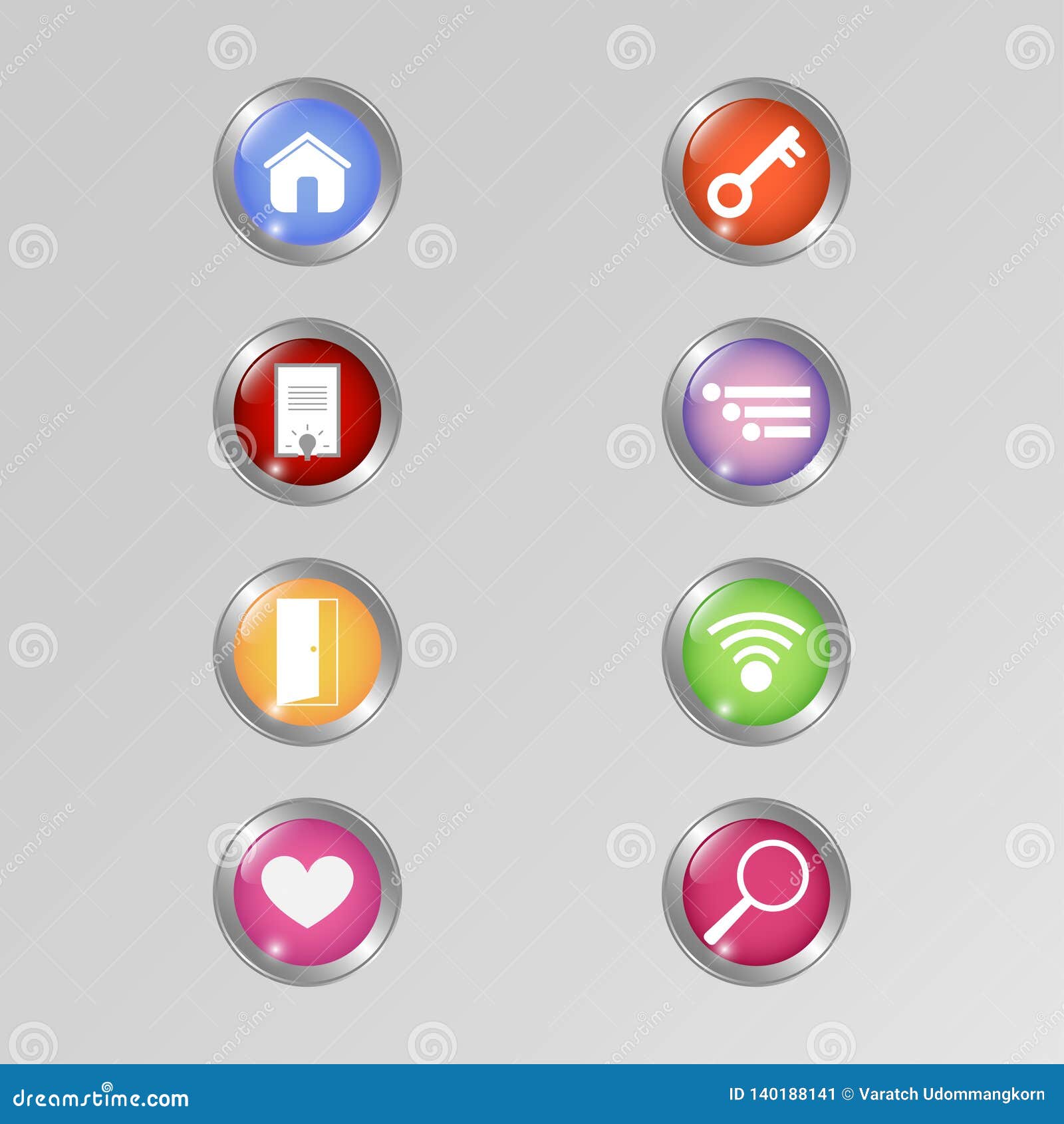Application Icon Set, Shiny Button Design for Website, App Stock Vector ...