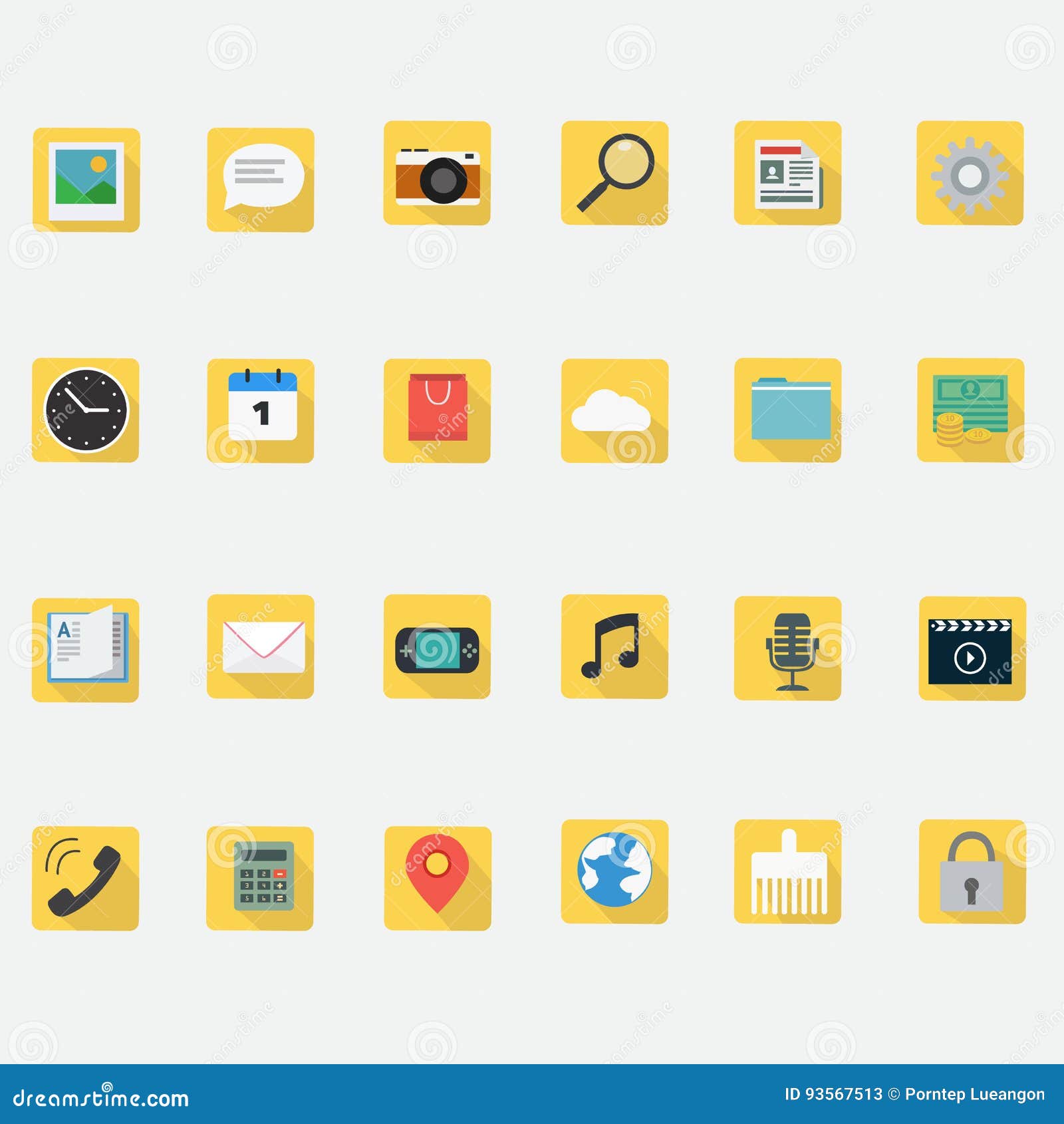 Application Icons Flat Design Stock Vector - Illustration of clock ...