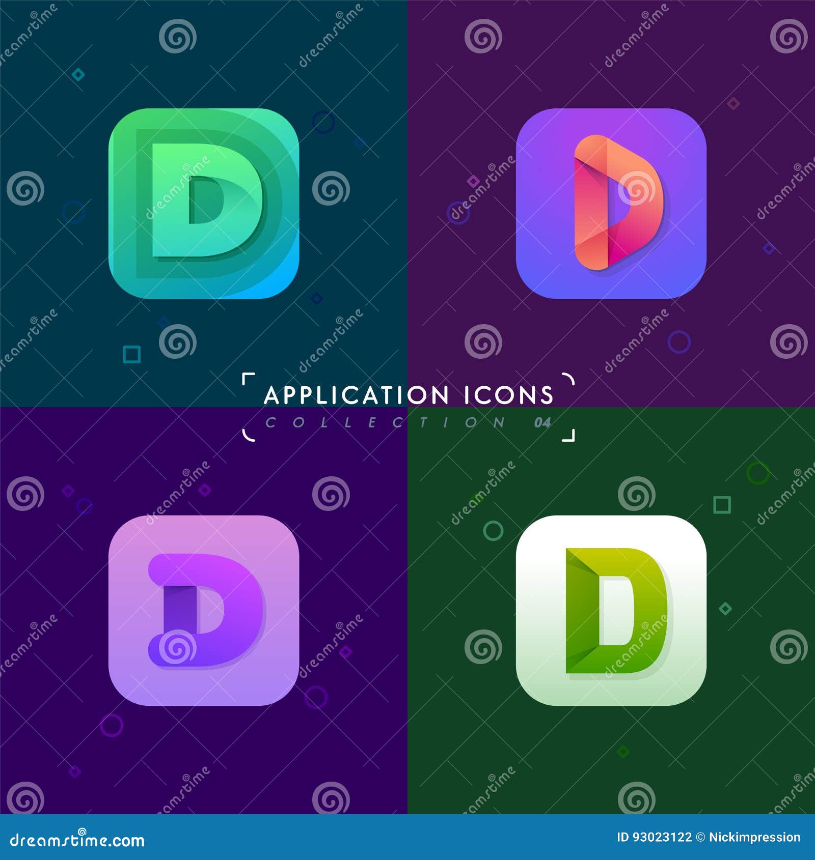 Application Icons Set. Letter D Collection Stock Vector - Illustration ...