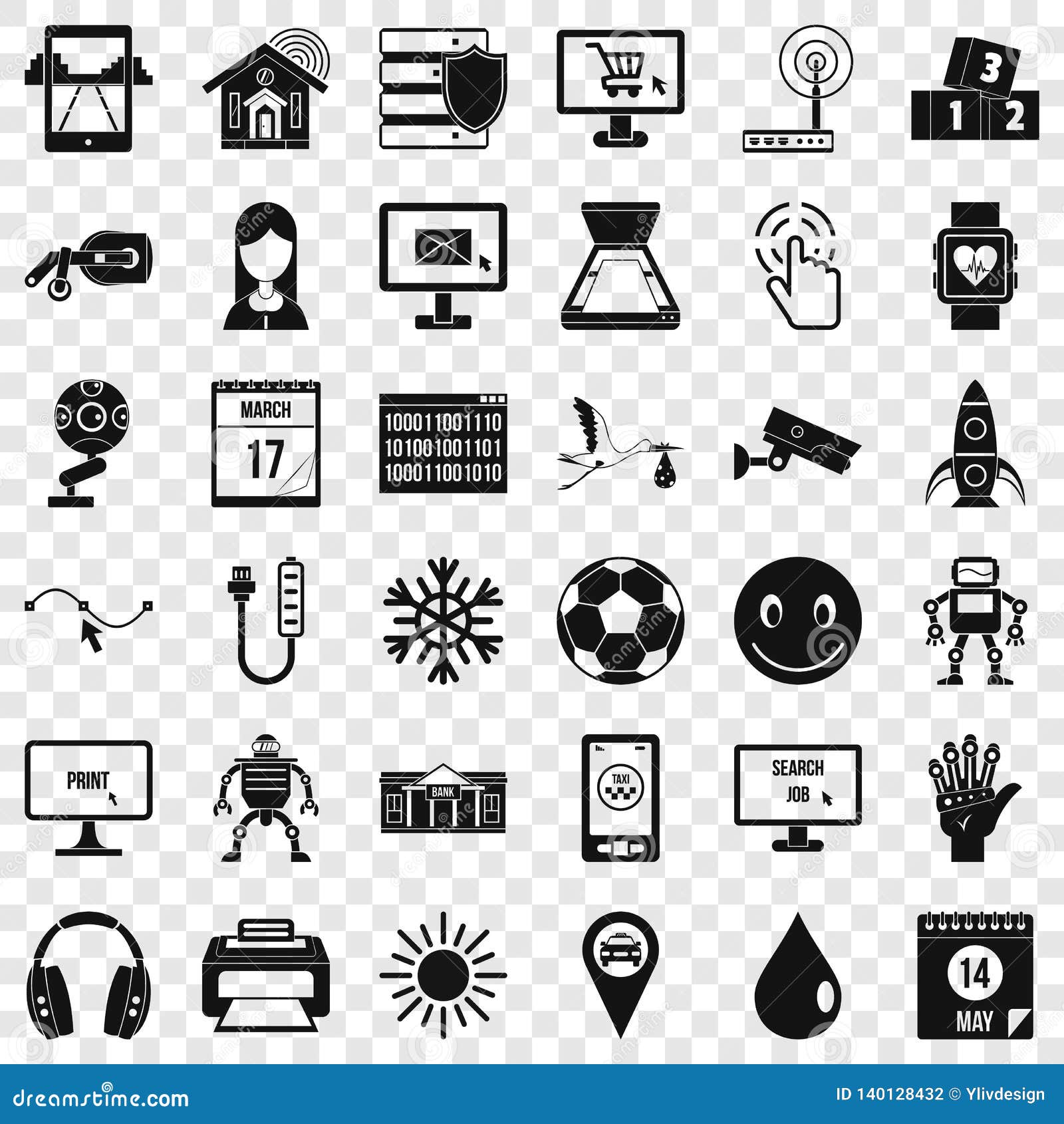 Application Icons Set, Simple Style Stock Vector - Illustration of drop ...