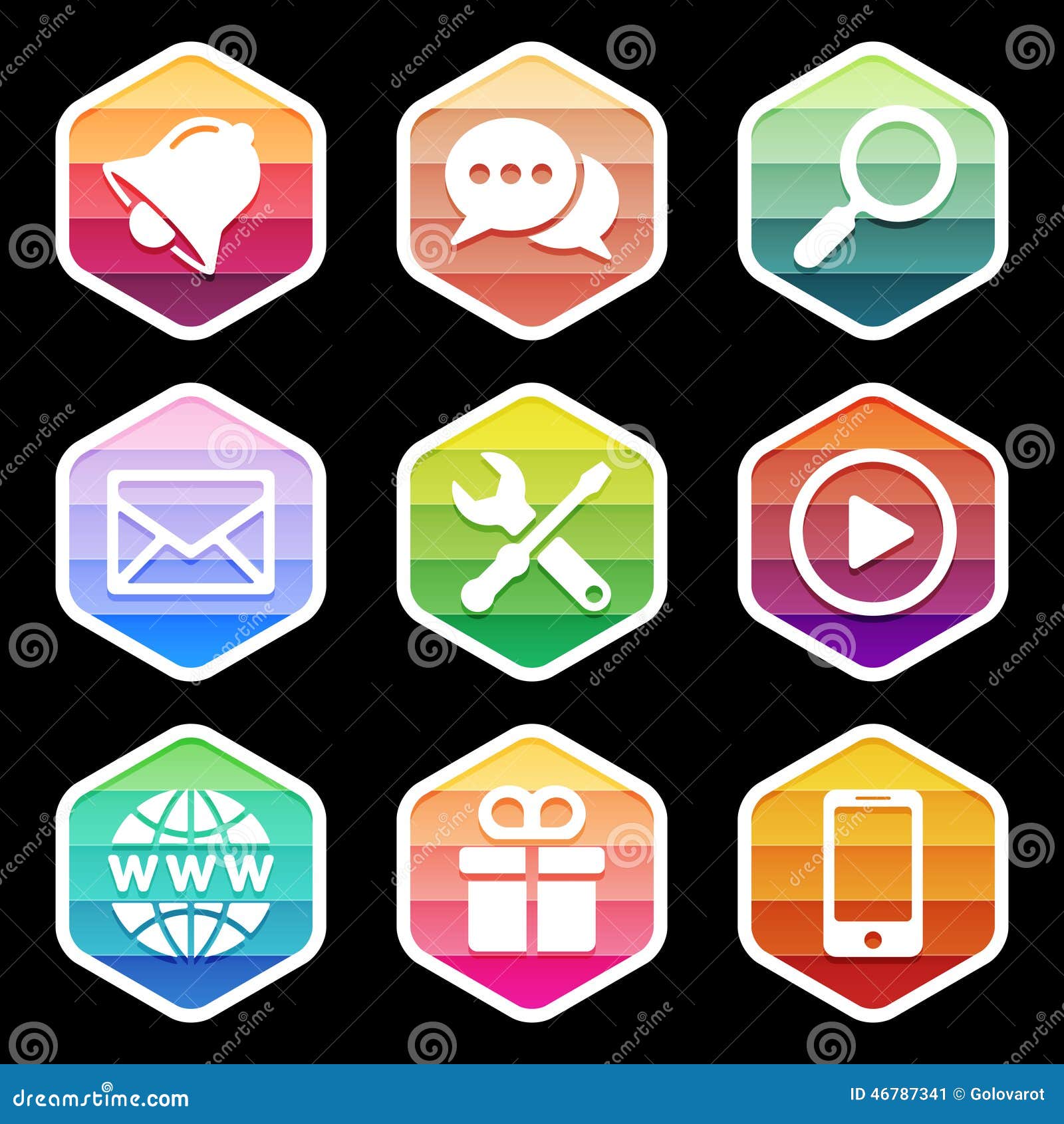 Application Icons Trendy Design on Black. Vector Stock Vector ...