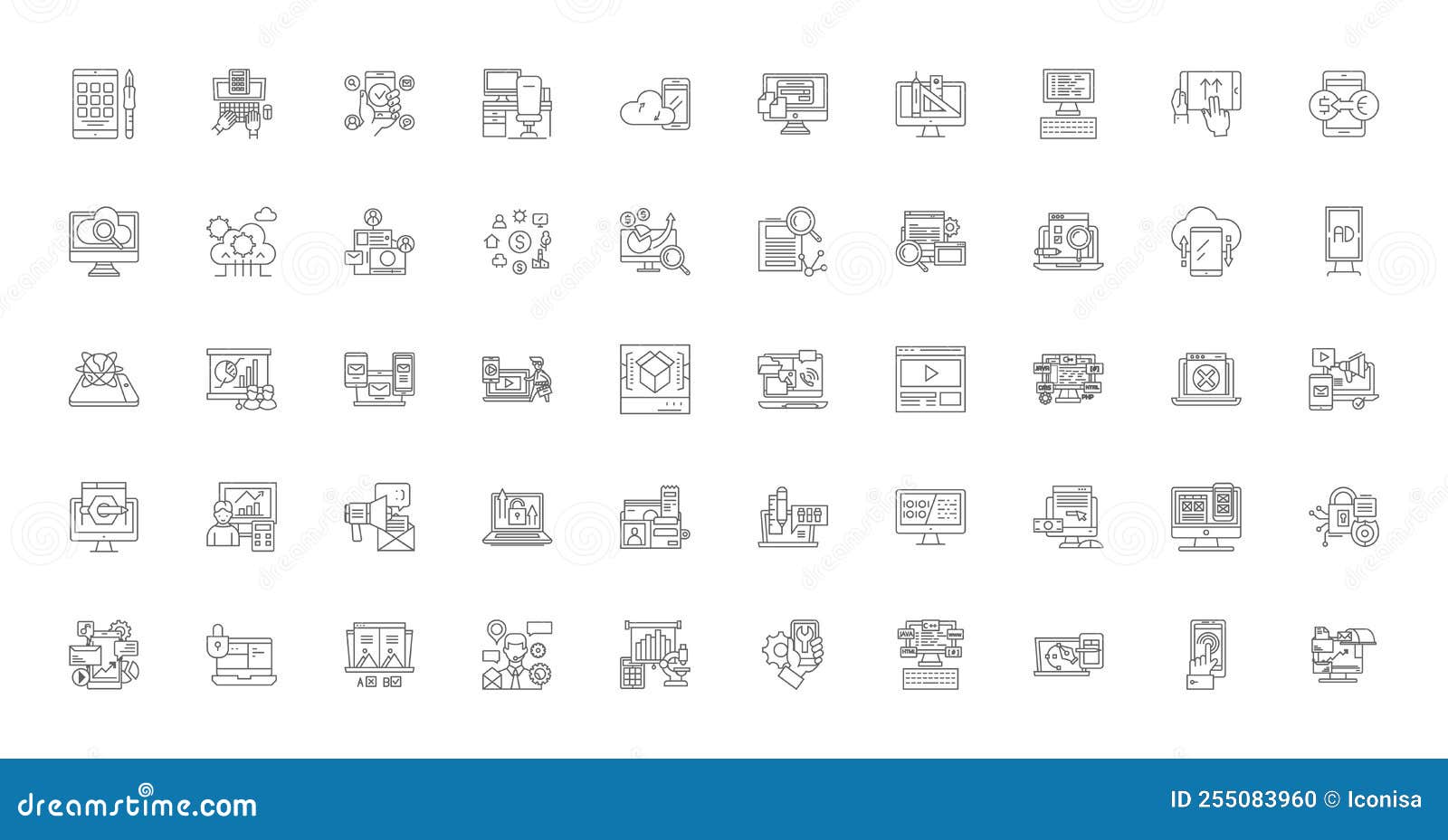 Application Ideas, Linear Icons, Line Signs Set, Vector Collection ...