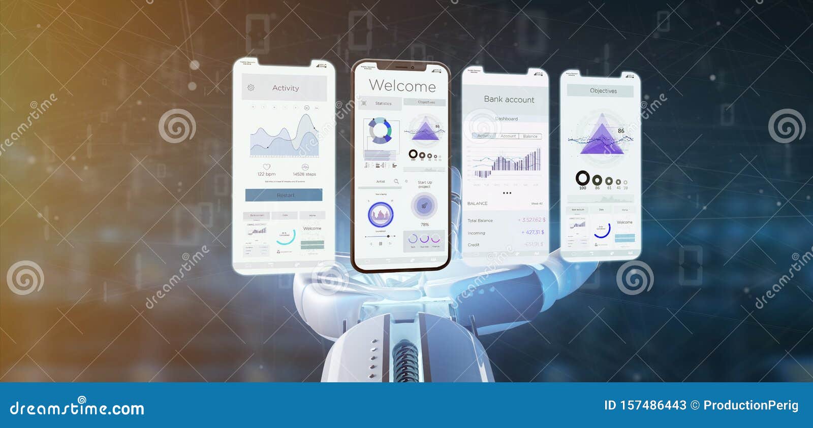 Application Interface UI on a Smartphone - 3d Rendering Stock Image - Image of layout ...