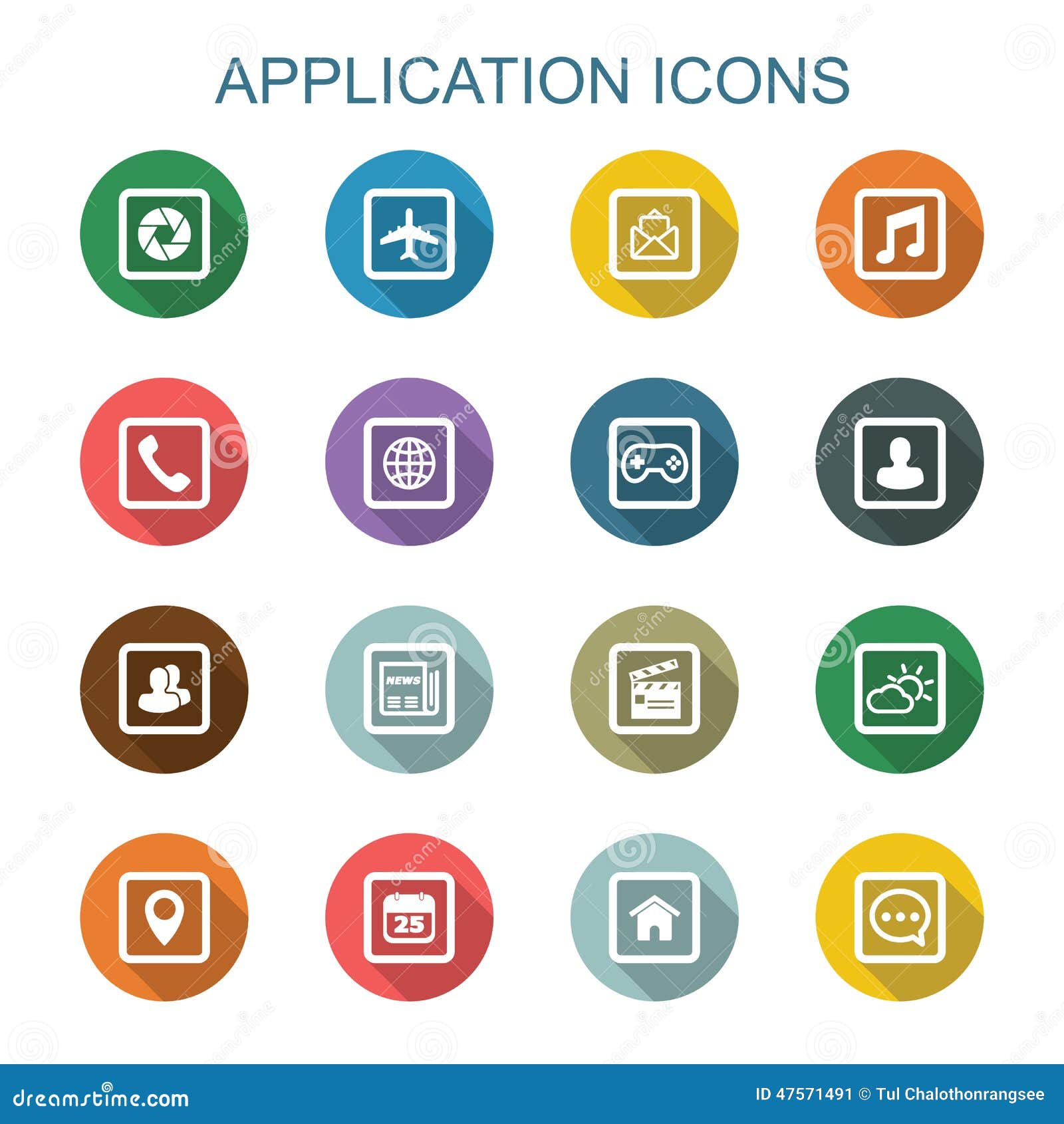 Application Long Shadow Icons Stock Vector - Image: 47571491