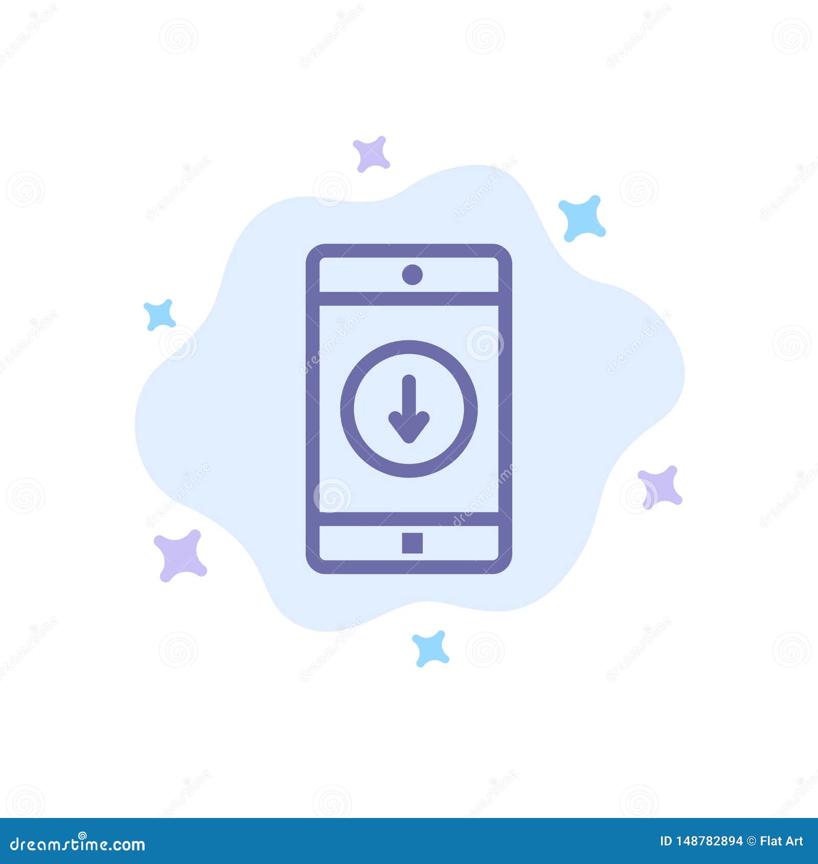Application, Mobile, Mobile Application, Down, Arrow Blue Icon on ...