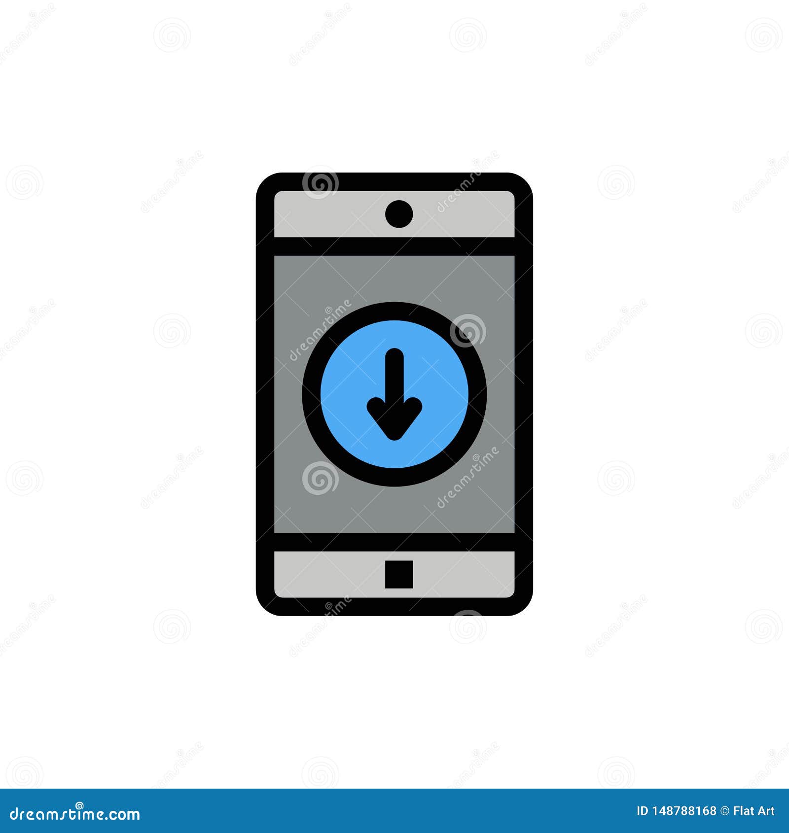 Application, Mobile, Mobile Application, Down, Arrow Flat Color Icon ...